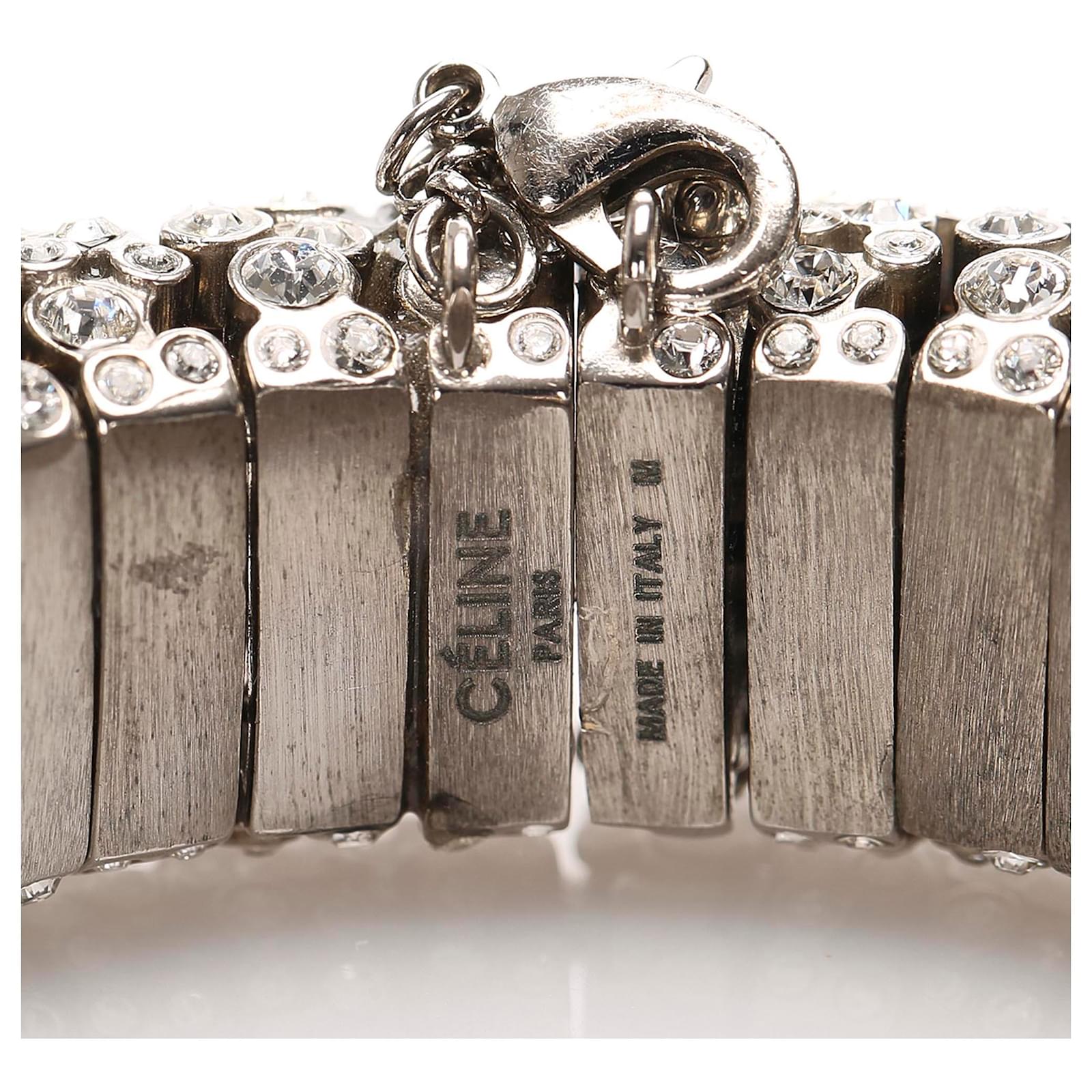 Céline Celine Silver Crystal Bangle Silvery Metal ref.210213 - Joli Closet