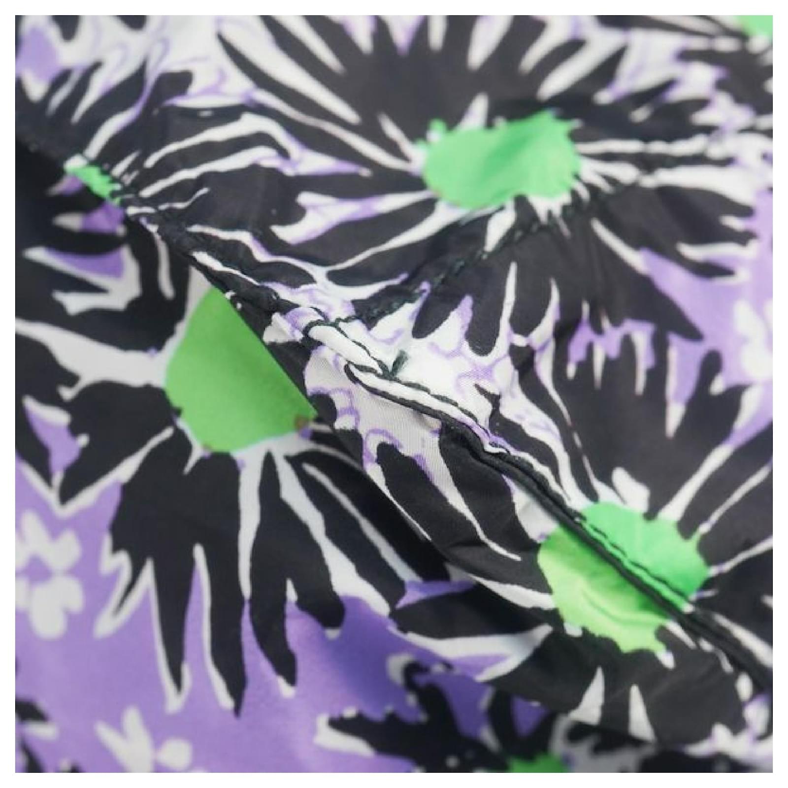 Prada Flower Pattern Flower Sac cabas pliable pour femme noir x violet ...