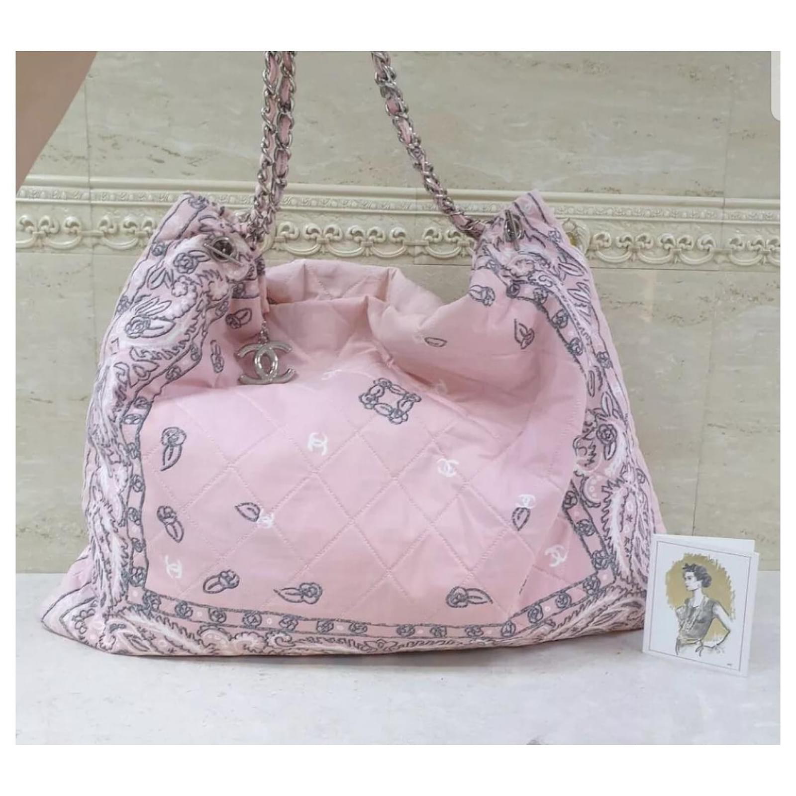 CHANEL Terry Cotton Pink Einkaufstasche Mehrfarben Baumwolle ref.214271 ...