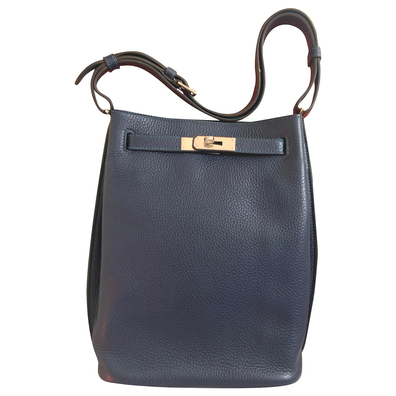Hermès So Kelly 22 Eclat Navy blue Leather ref.214373 - Joli Closet