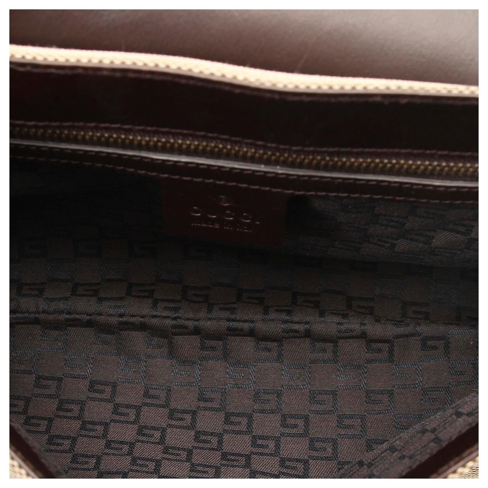 Gucci Brown Web Canvas Umhängetasche Braun Hellbraun Dunkelbraun Leder ...