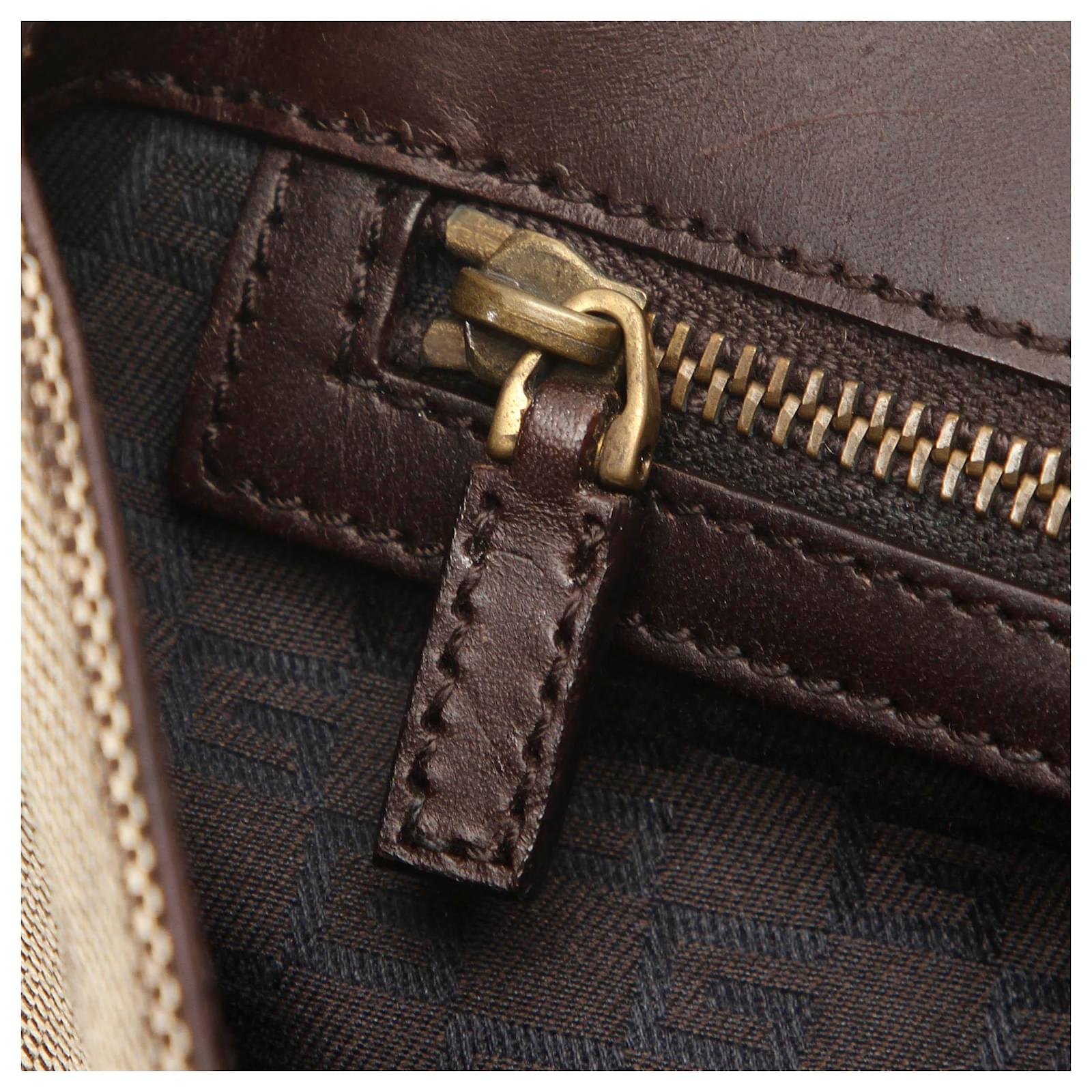 Gucci Brown Web Canvas Umhängetasche Braun Hellbraun Dunkelbraun Leder ...