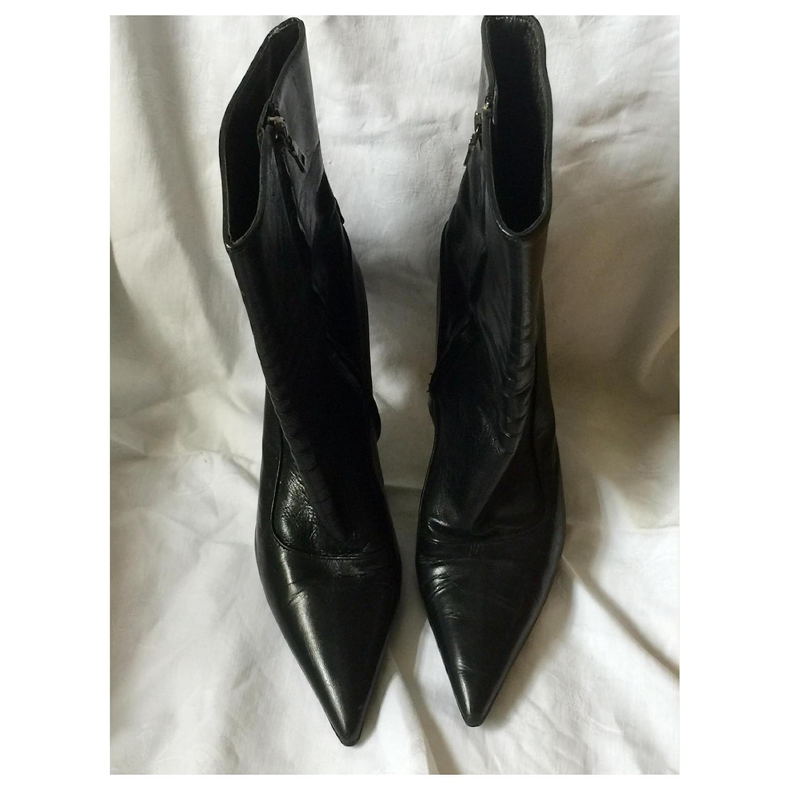 Botte classique Prada mi-mollet à talons aiguilles Cuir Noir ref.215896 ...