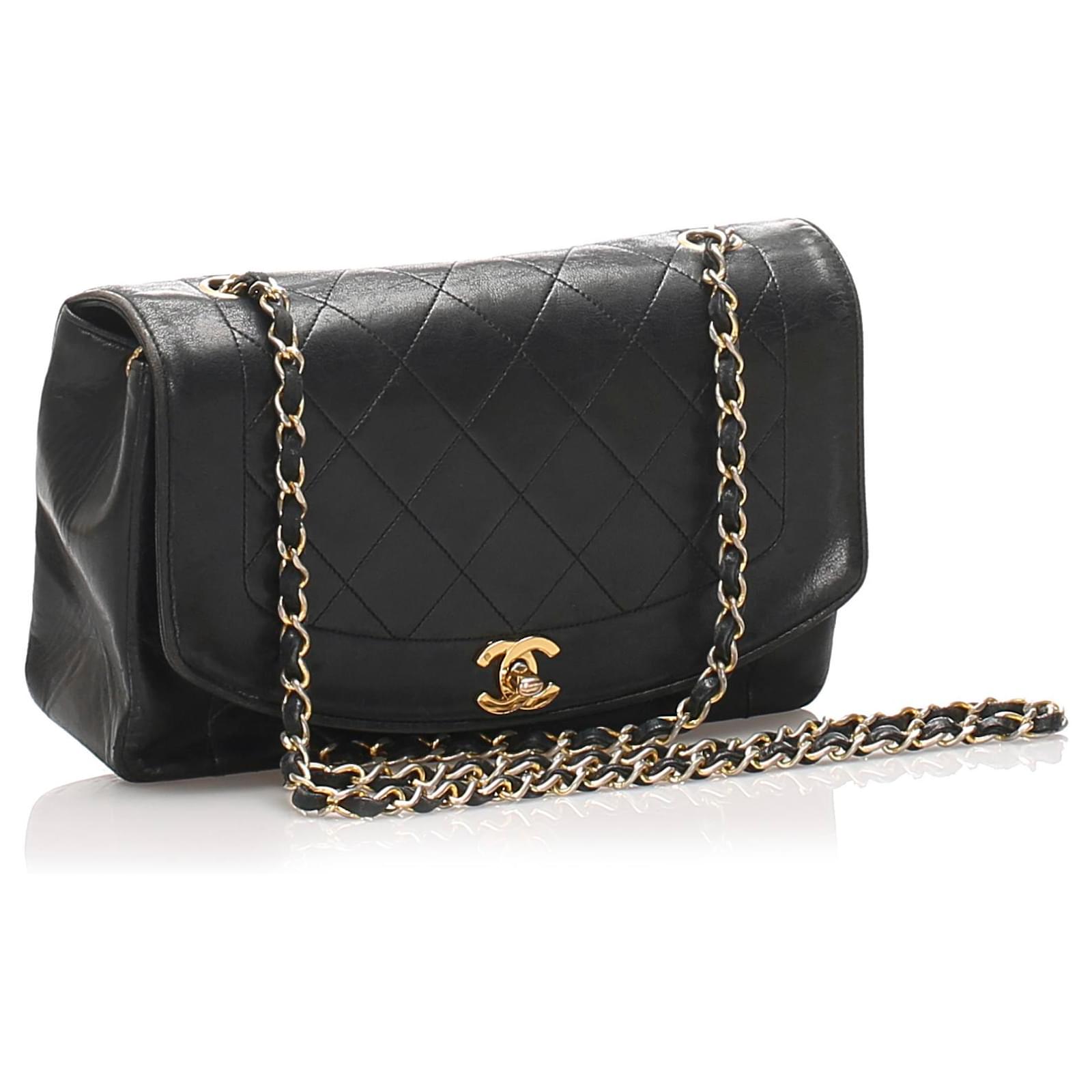 Sac bandoulière Chanel Diana Flap Noir Cuir ref.217356 - Joli Closet