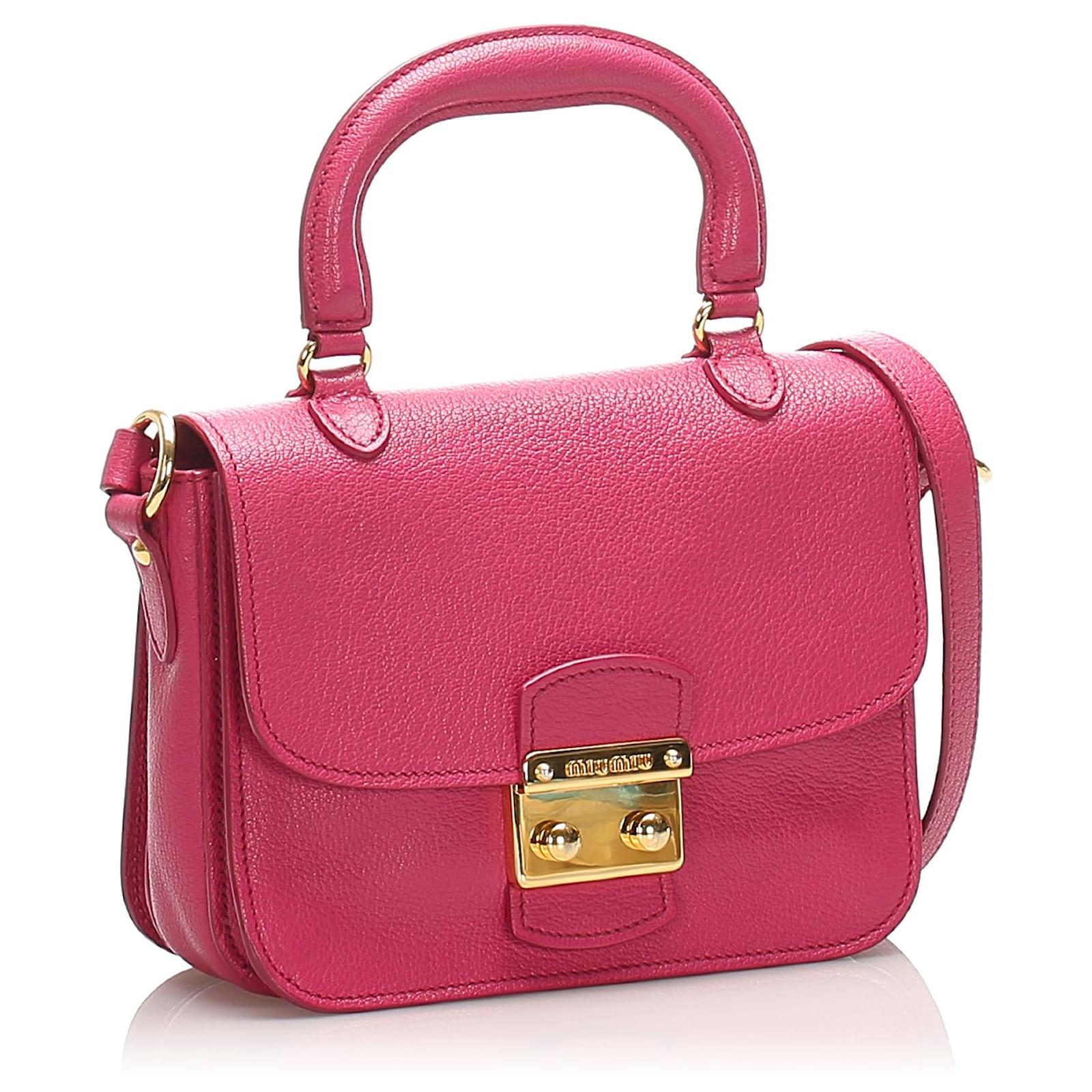 Miu Miu Pink Madras Satchel Leather Pony-style calfskin ref.218297 ...