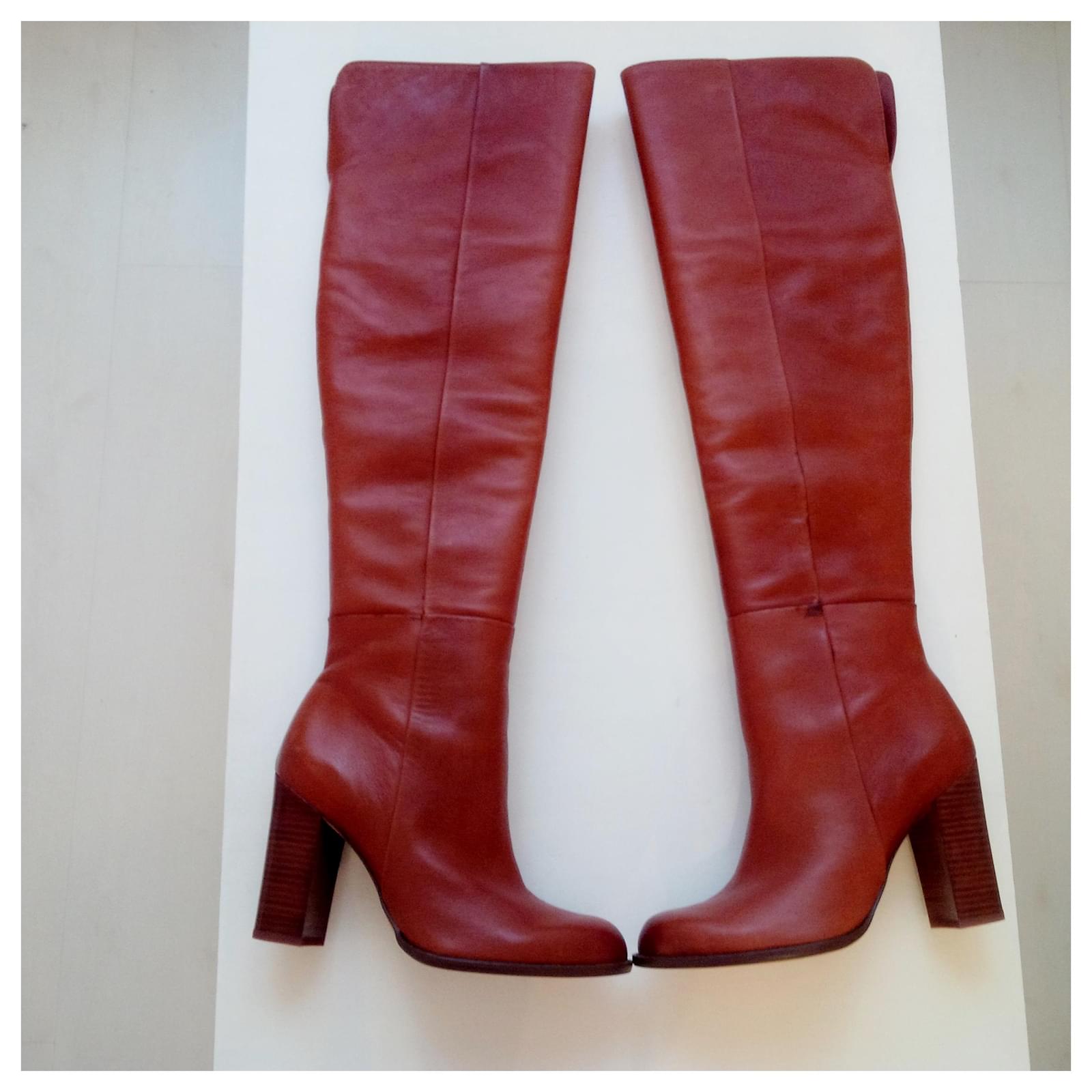 Cuissardes en cuir Sam Edelman, bottes au-dessus du genou en rouge ...