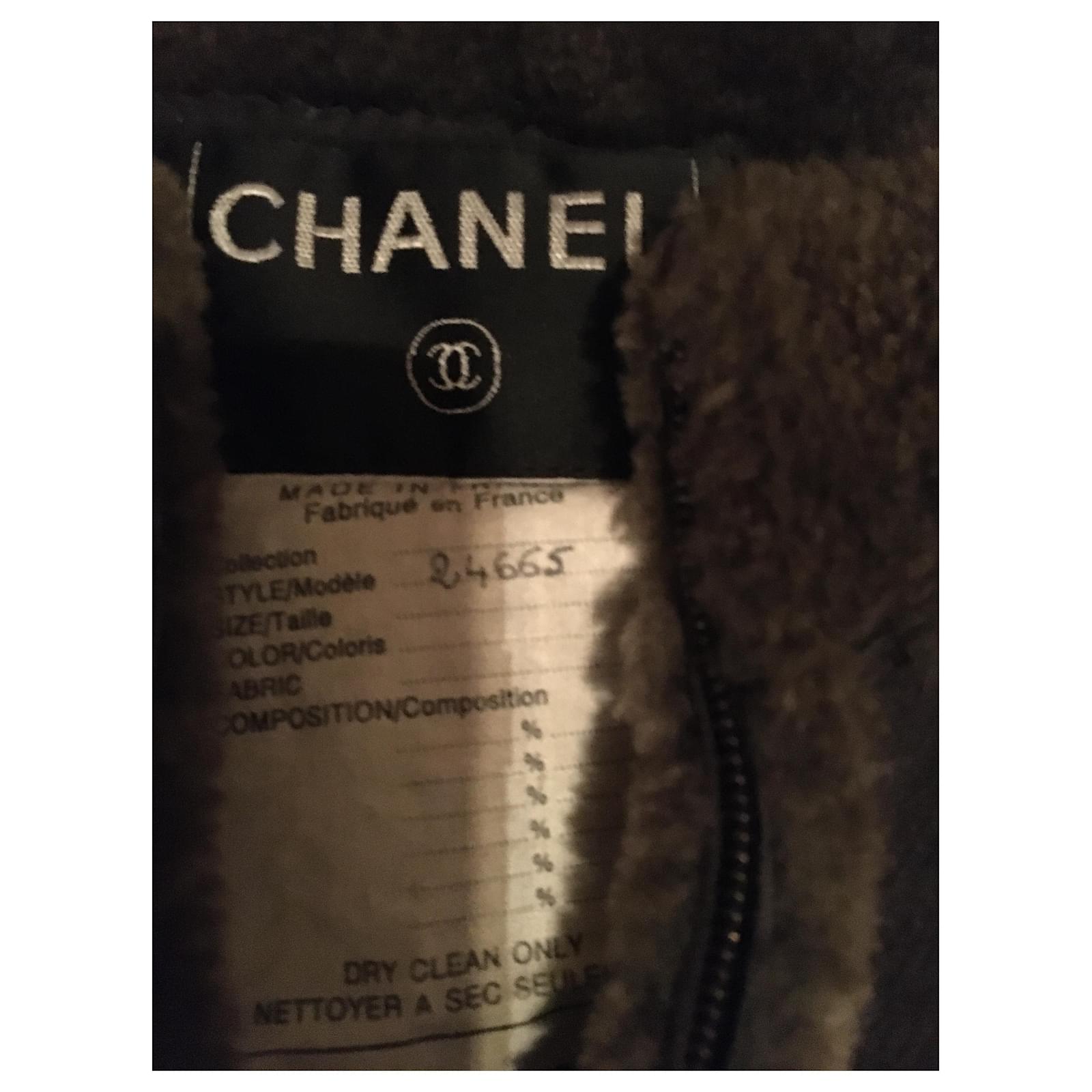 Chanel shearling jacket Dark grey Deerskin ref.243816 - Joli Closet