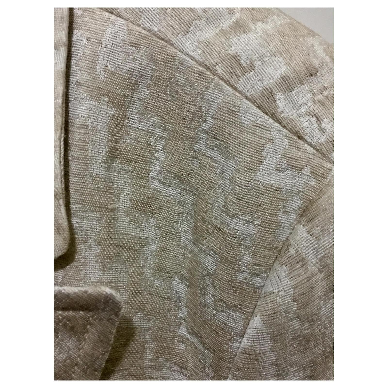 Basler Blazer with structural pattern Beige Cream Silk Linen Acetate ...