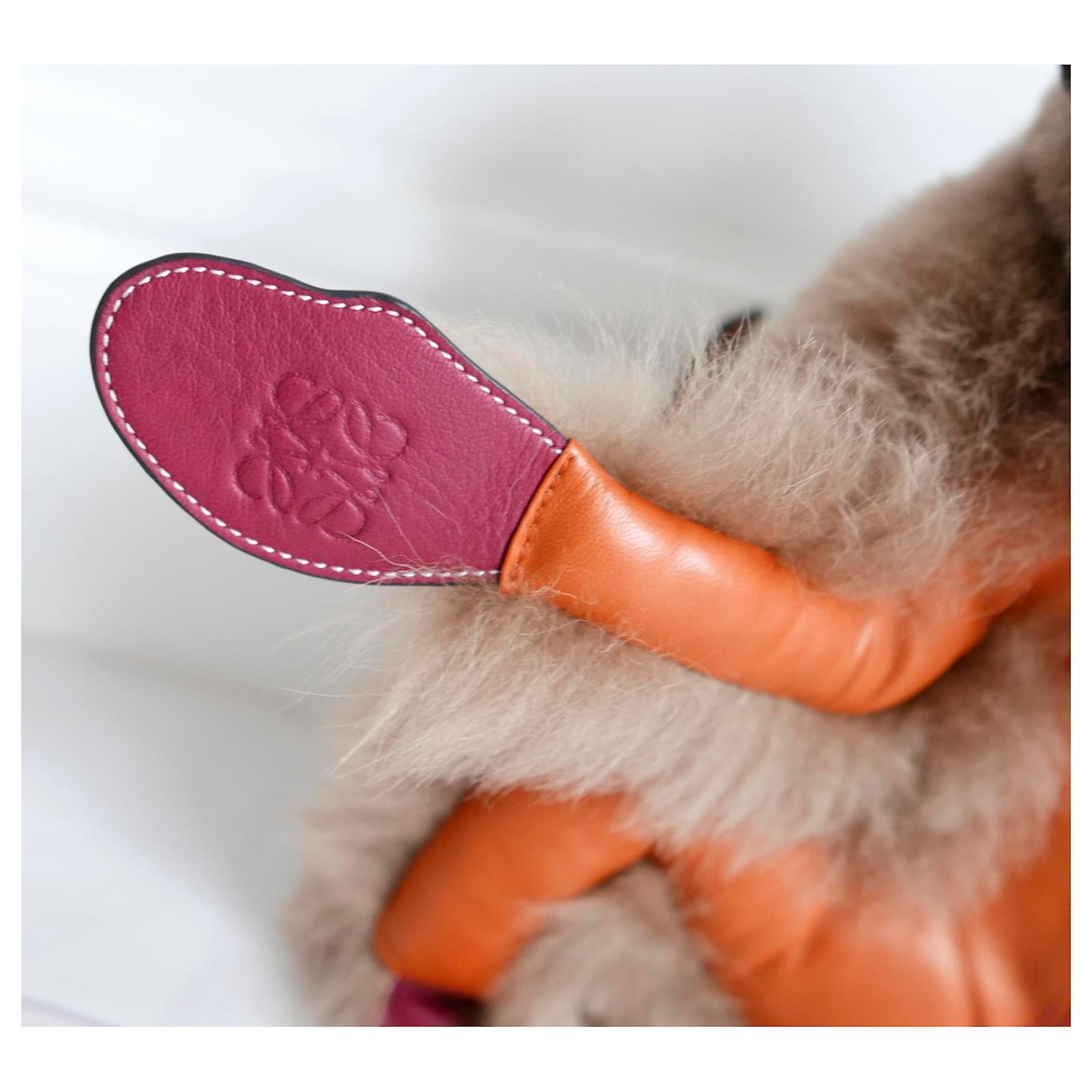 Loewe Shearling, Leather & Snakeskin Oversized Monkey Bag Charm/Clutch ...