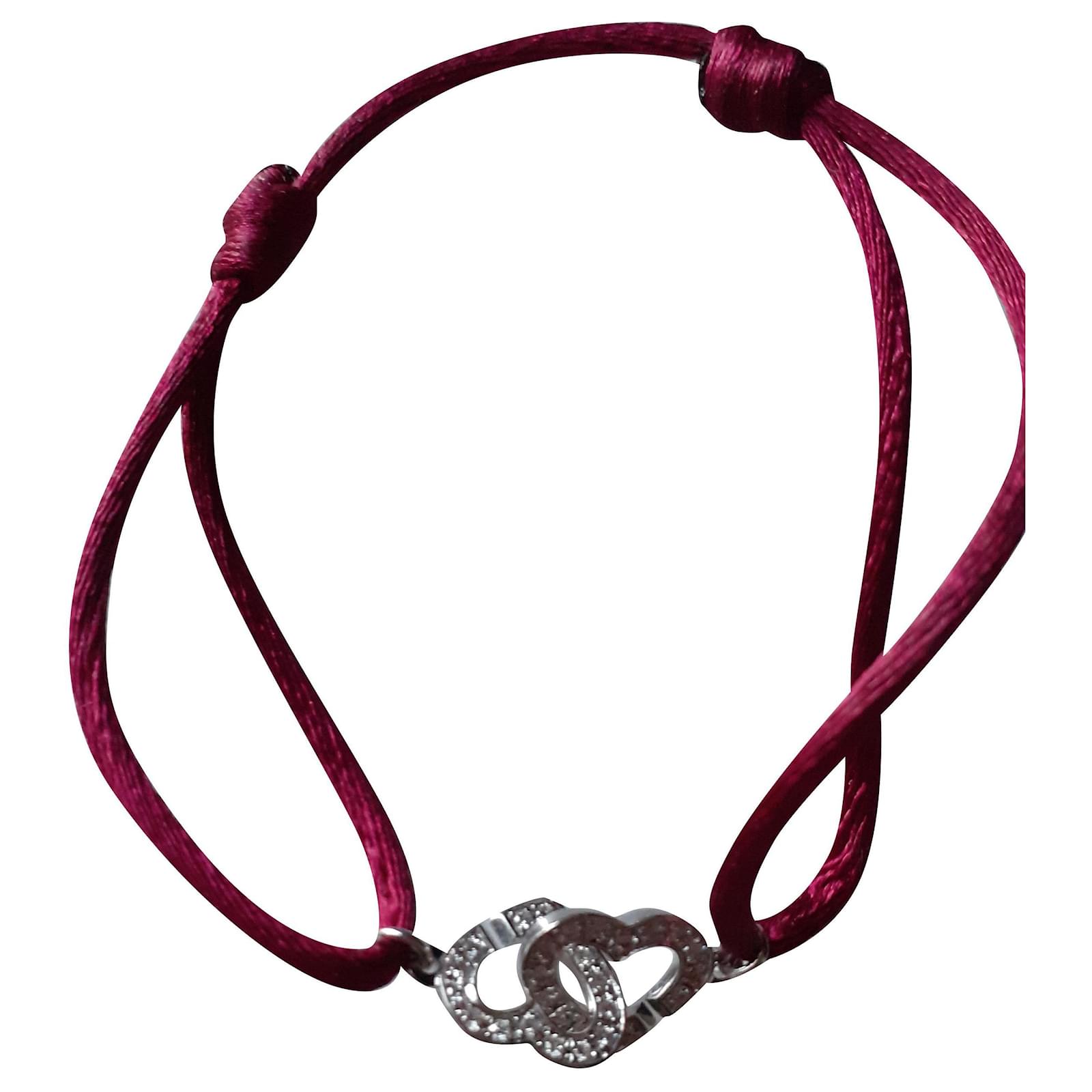 Dinh Van Bracelet double coeurs diamants or blanc 750 R9 Argenté ref ...