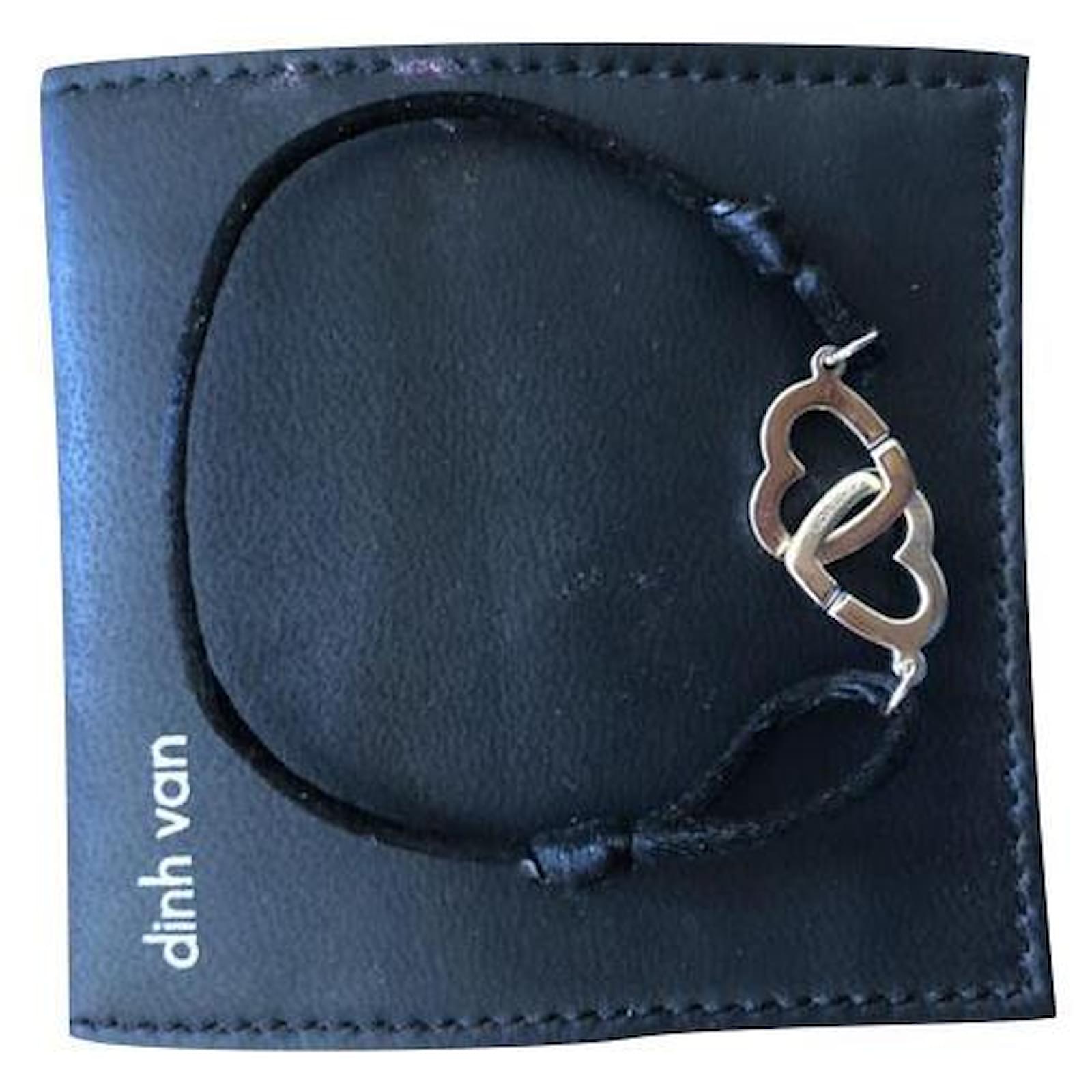 Dinh Van Bracelet cordon double cœurs R13 Or blanc Bijouterie argentée ...