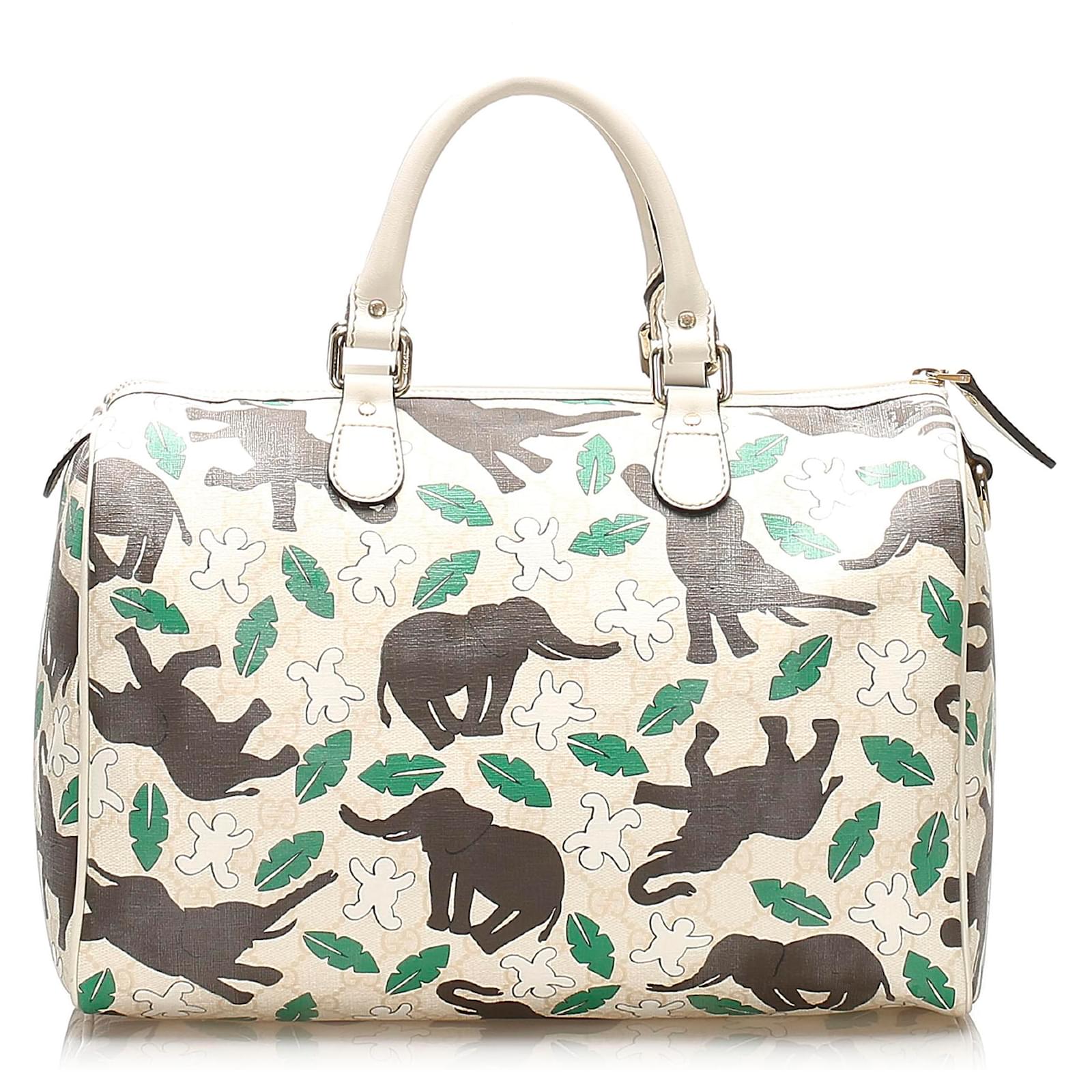 Gucci White Elephant Print Joy PVC Boston Bag Multiple colors Leather ...