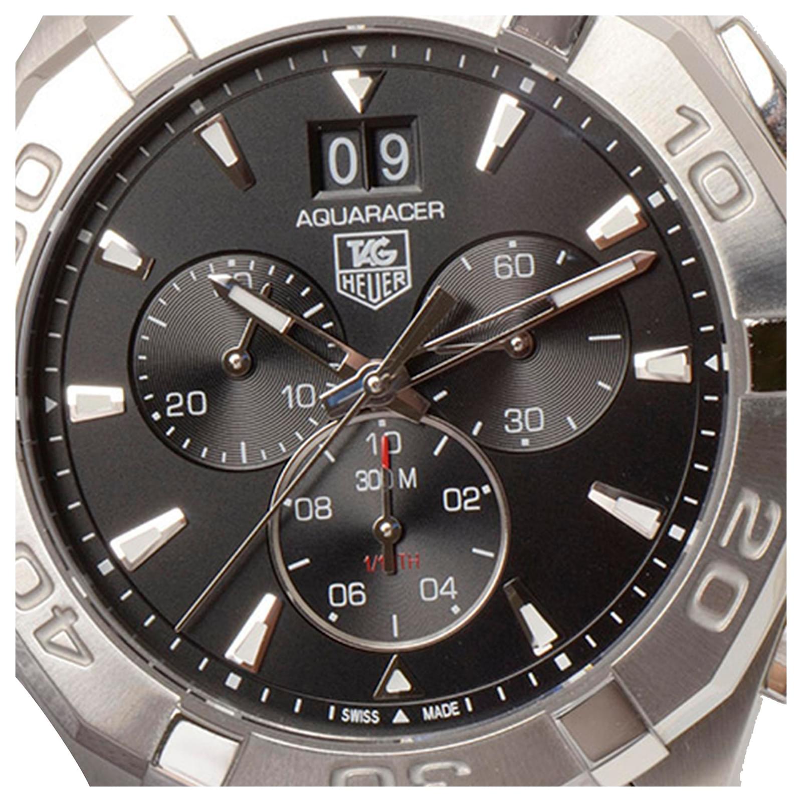 Tag Heuer Silver Aquaracer Chronograph Quartz Black Silvery Steel Metal ...