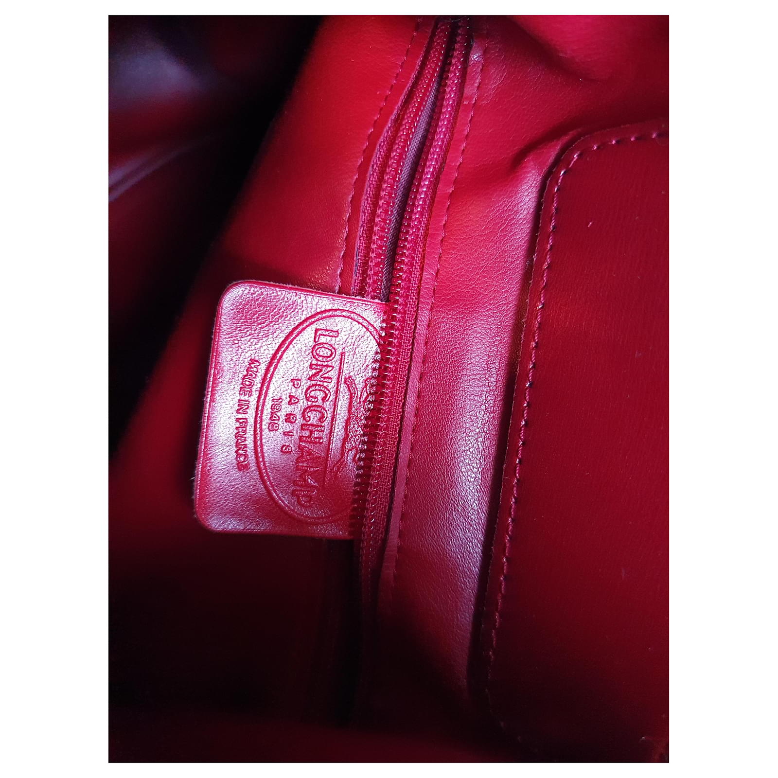 Longchamp Vintage Red Leather ref.262118 - Joli Closet