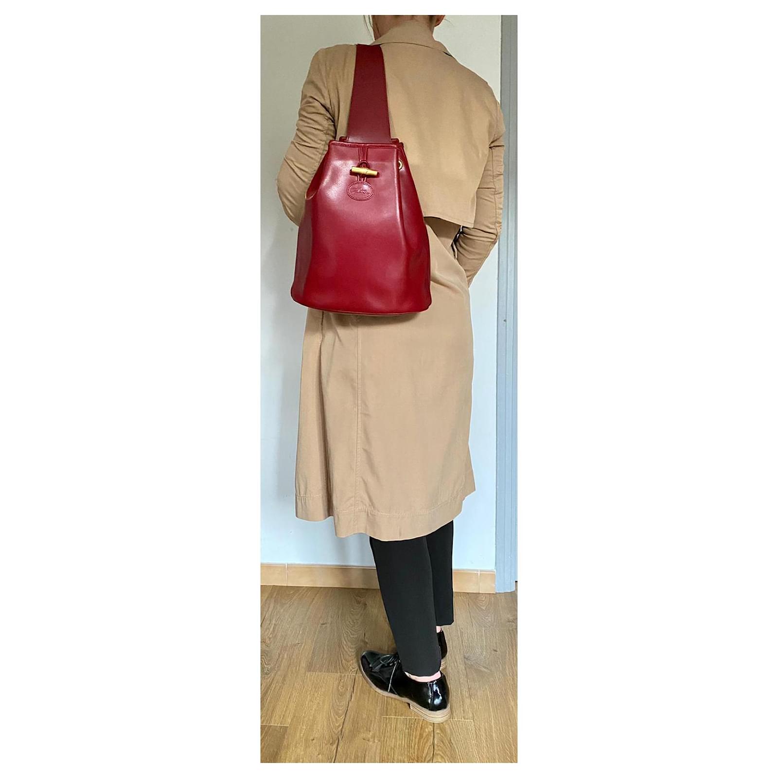 Longchamp Vintage Red Leather ref.262118 - Joli Closet