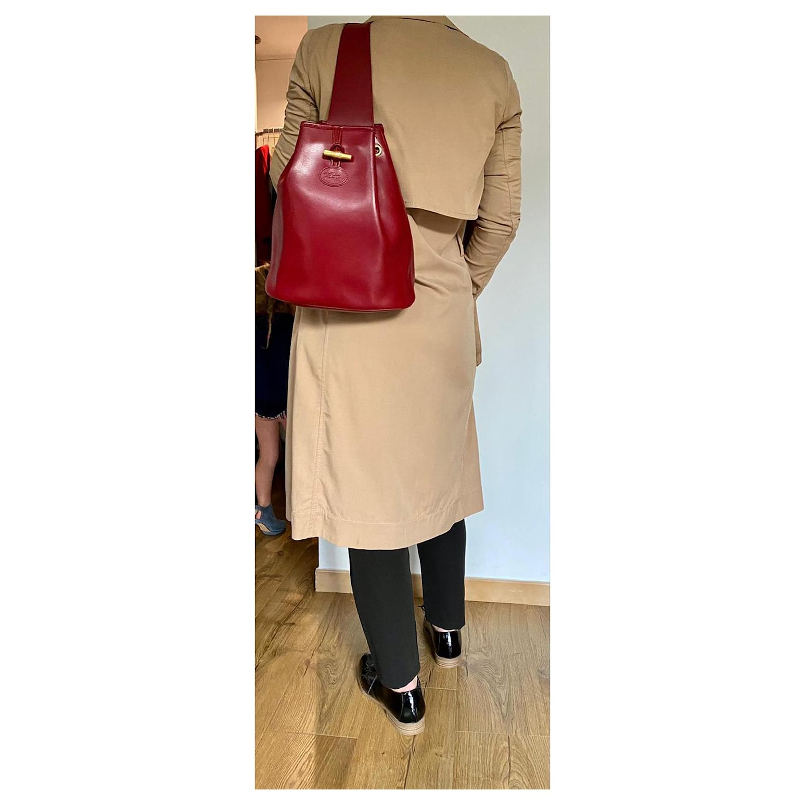 Longchamp Vintage Red Leather ref.262118 - Joli Closet