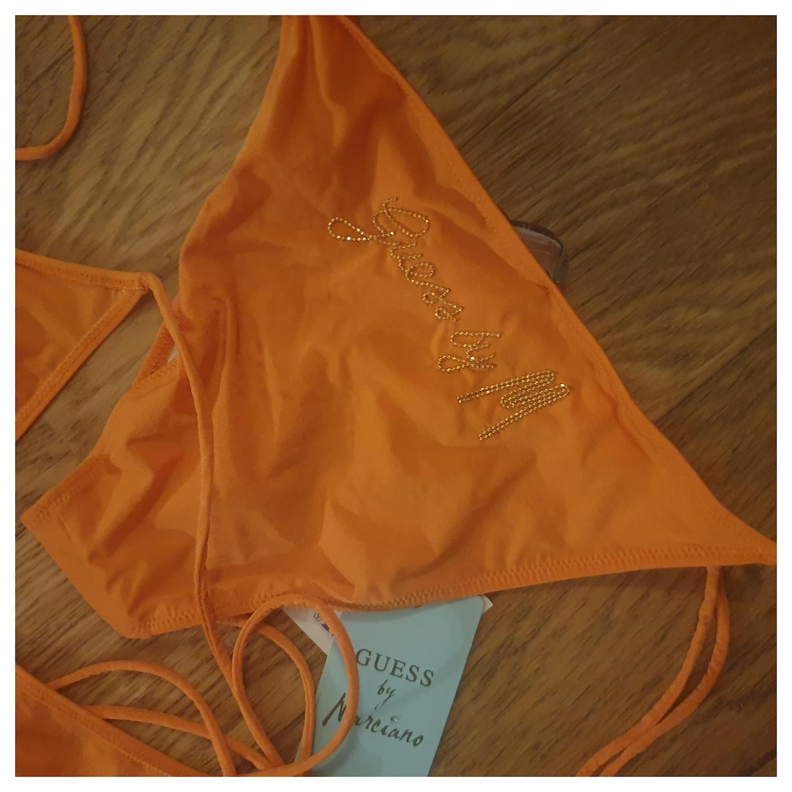 Guess orange bikini with rhinestone logo Polyamide ref.263287 - Joli Closet