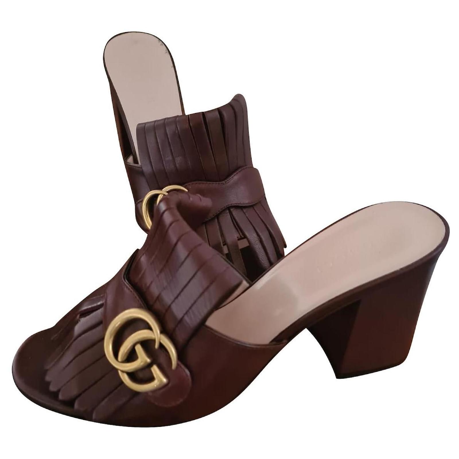Marmont Gucci Mormont mules Brown Lambskin ref.269688 - Joli Closet