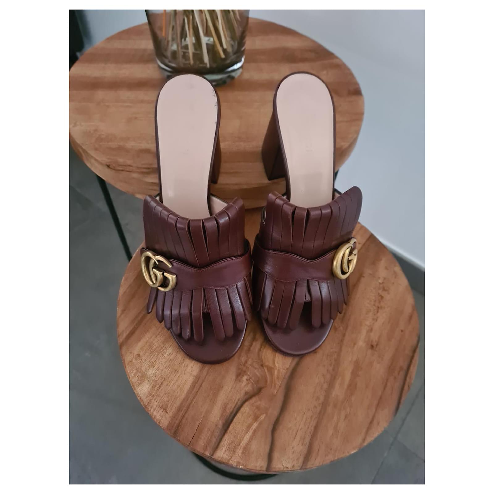 Marmont Gucci Mormont mules Brown Lambskin ref.269688 - Joli Closet