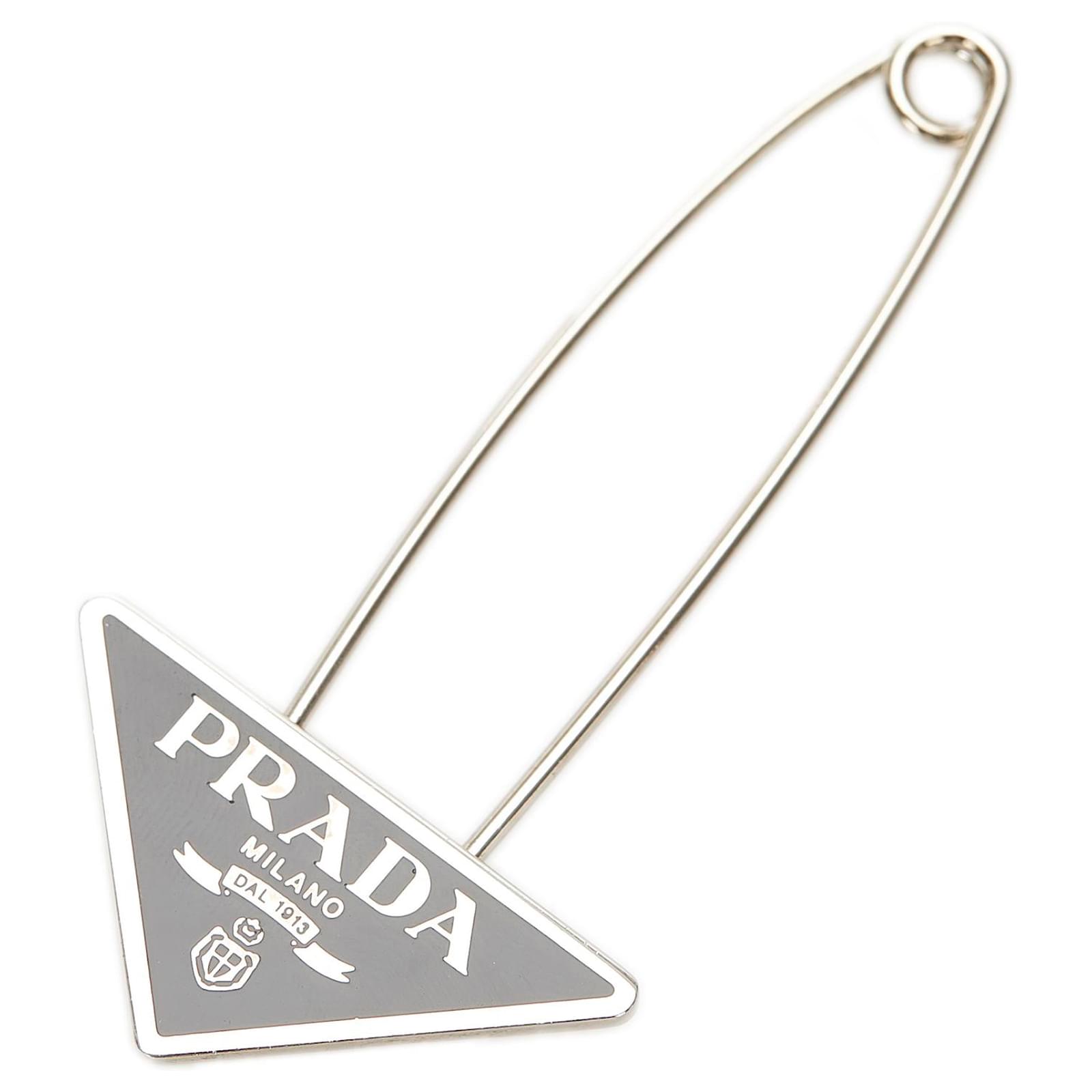 Prada Black Triangle Pin Brooch Metal ref.278034 - Joli Closet