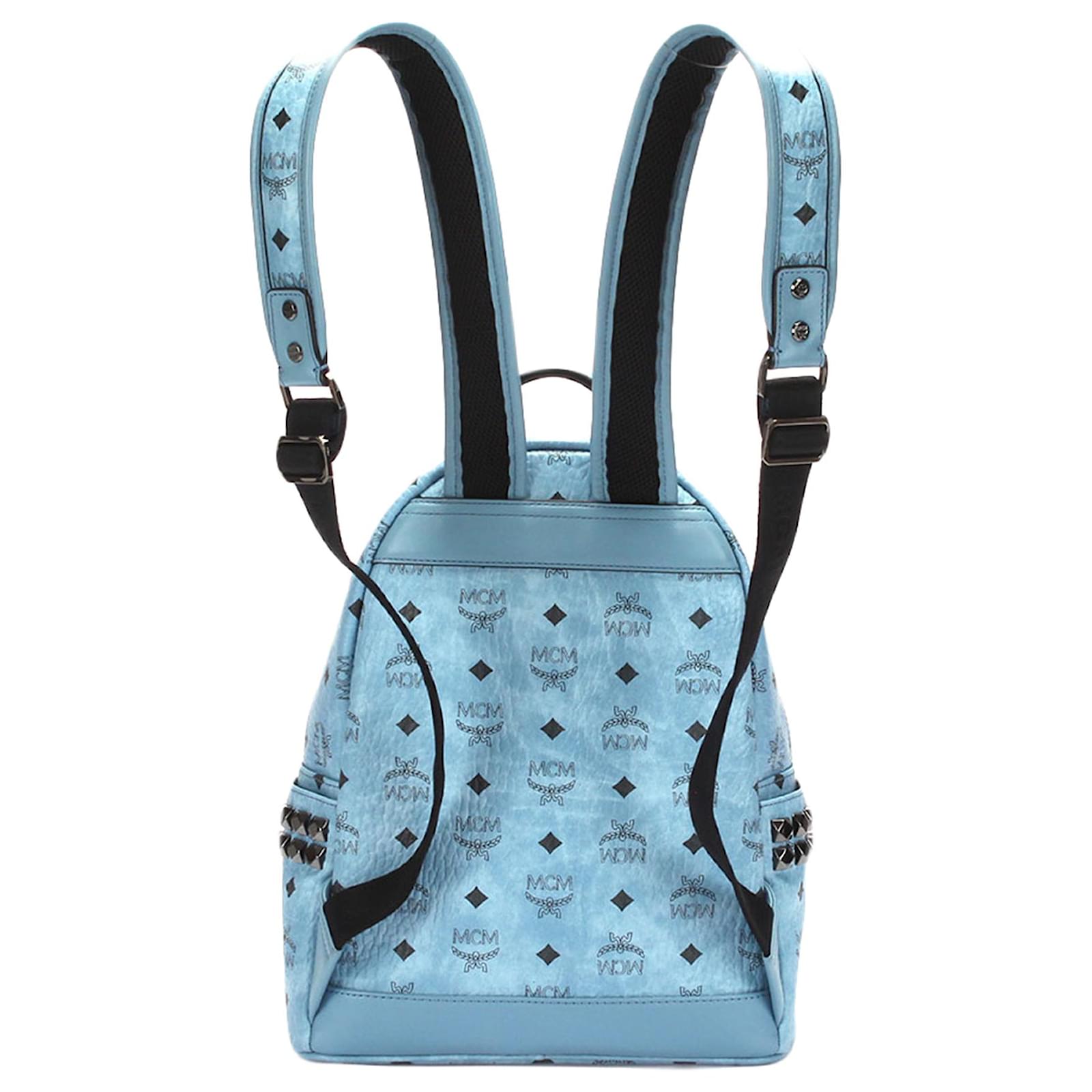 MCM Blue Visetos Leather Backpack Pony-style calfskin ref.285690 - Joli ...