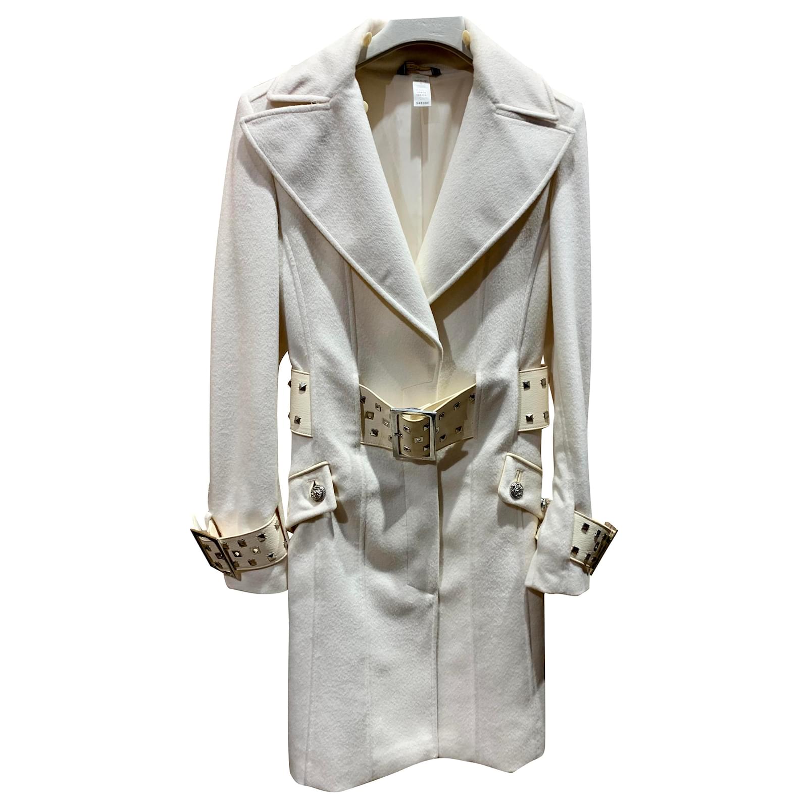 Vintage wool coat from Versace Cream Leather Wood Angora ref.288394 ...