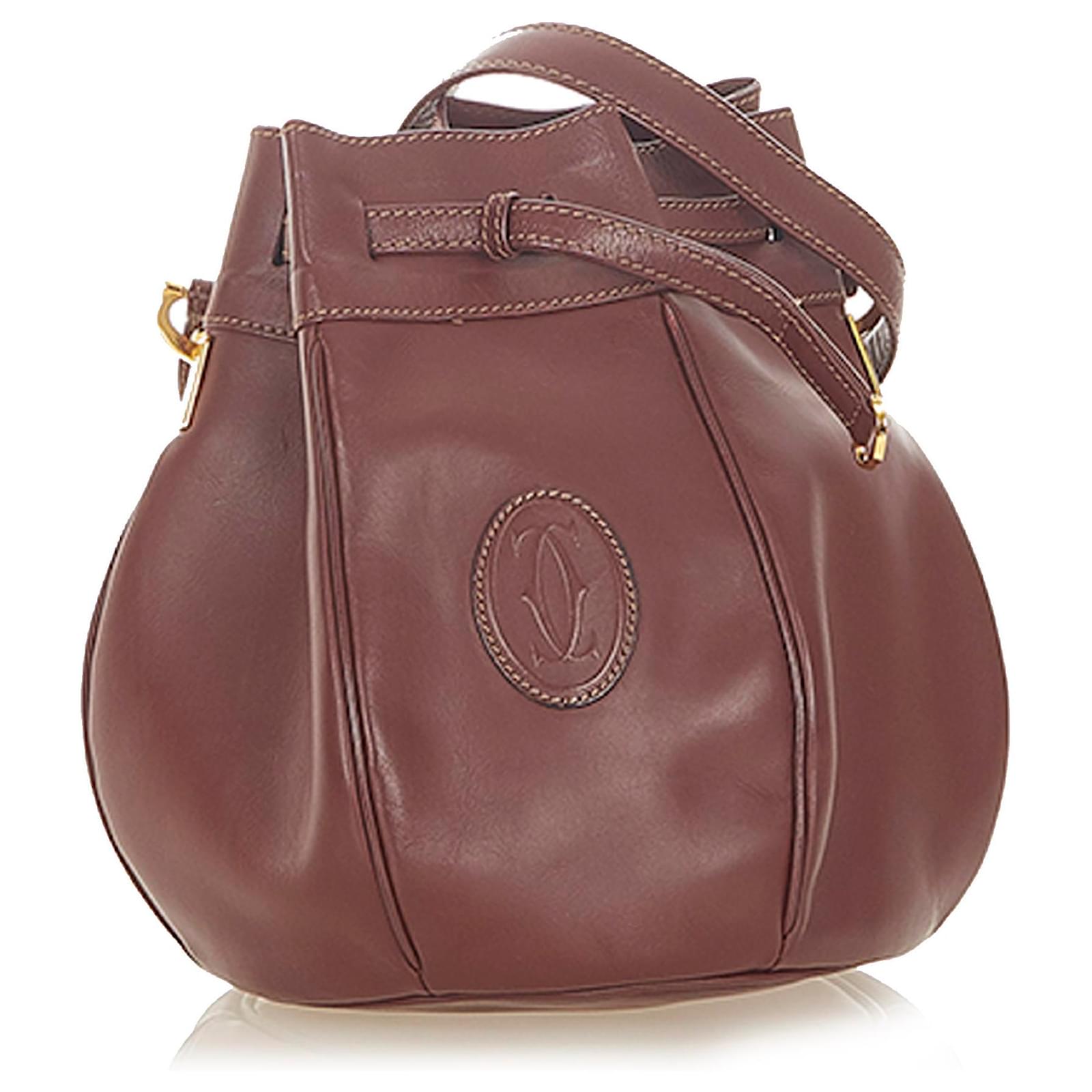 Cartier Red Must de Cartier Leather Bucket Bag Dark red Pony-style ...