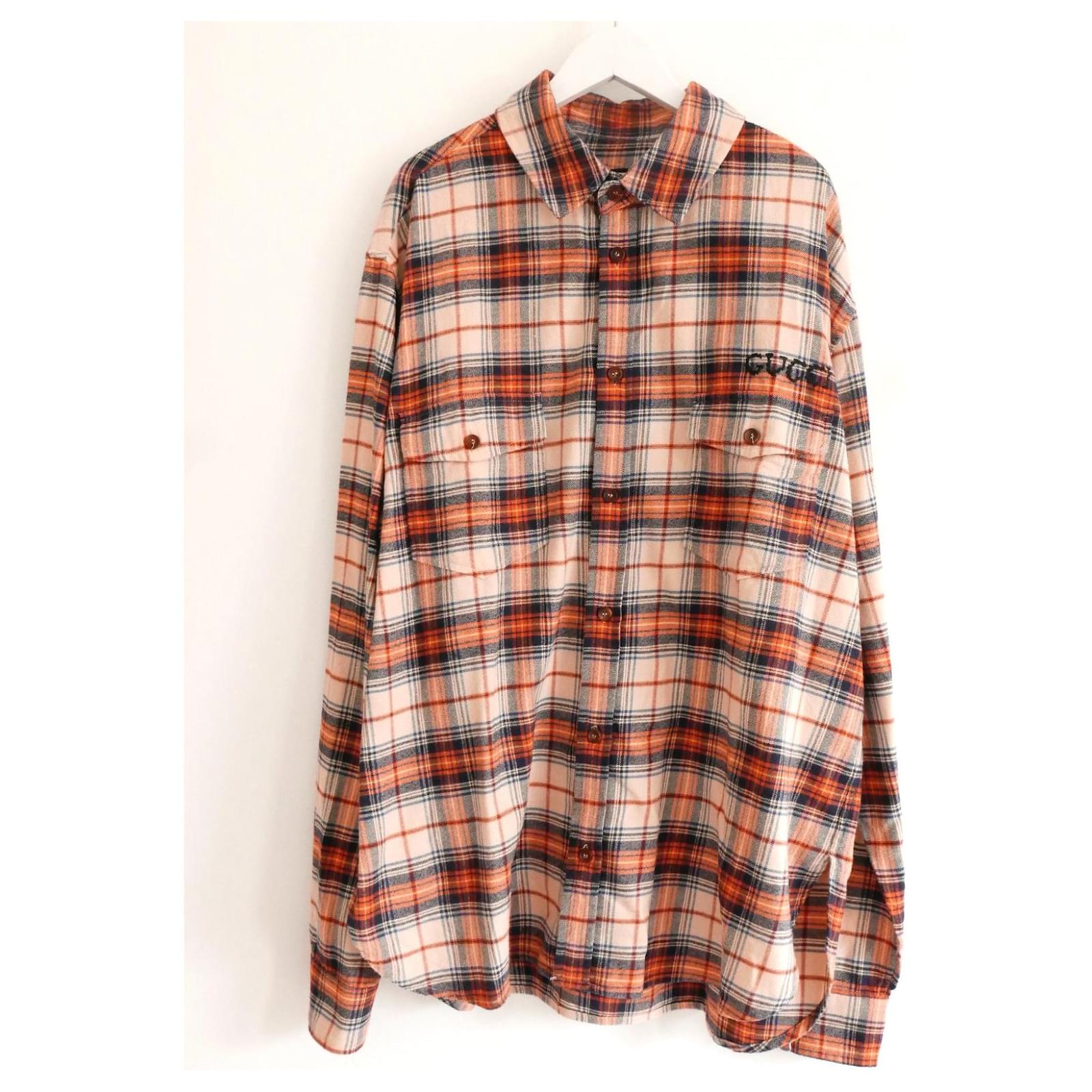 Gucci Check Cotton Shirt With Paramount Logo Red ref.304762 - Joli Closet