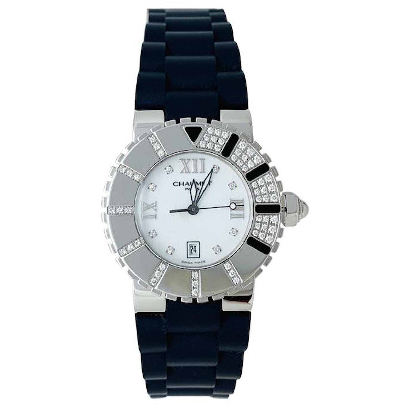 Chaumet "Class-One" watch in steel and diamonds. Rubber ref.318786 ...