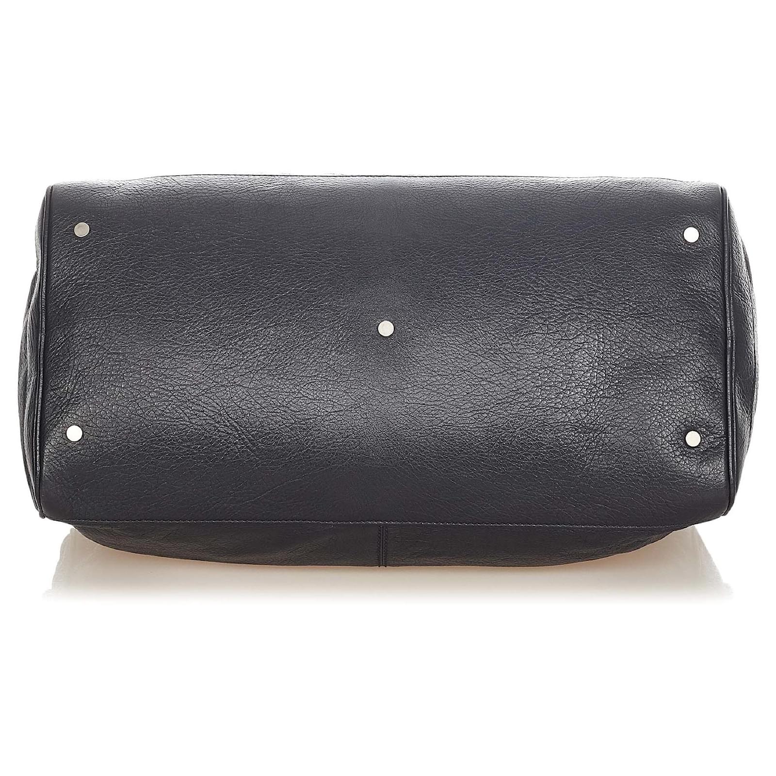 Balenciaga Black Motocross Classic Squash Leather Travel Bag Pony-style ...