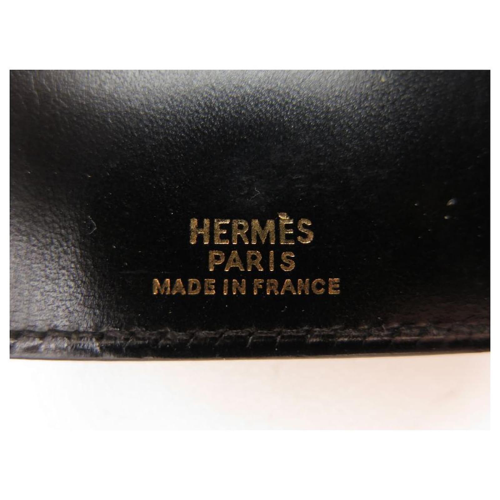 Hermès HERMES KEY RING CASE 4 BLACK BOX BLACK LEATHER KEYS HOLDER ref ...