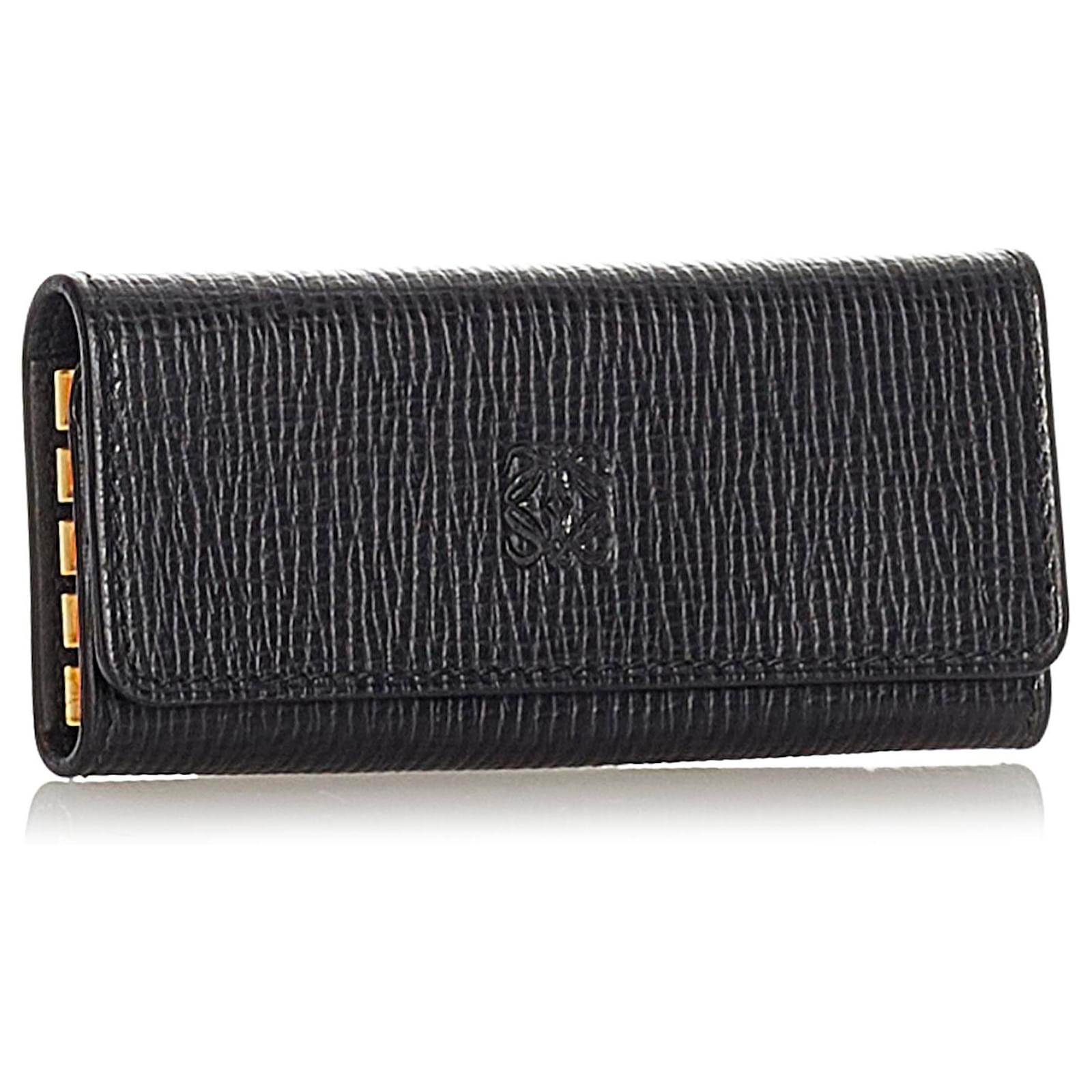 Loewe Black Anagram Leather Key Holder Pony-style calfskin ref.340256 ...
