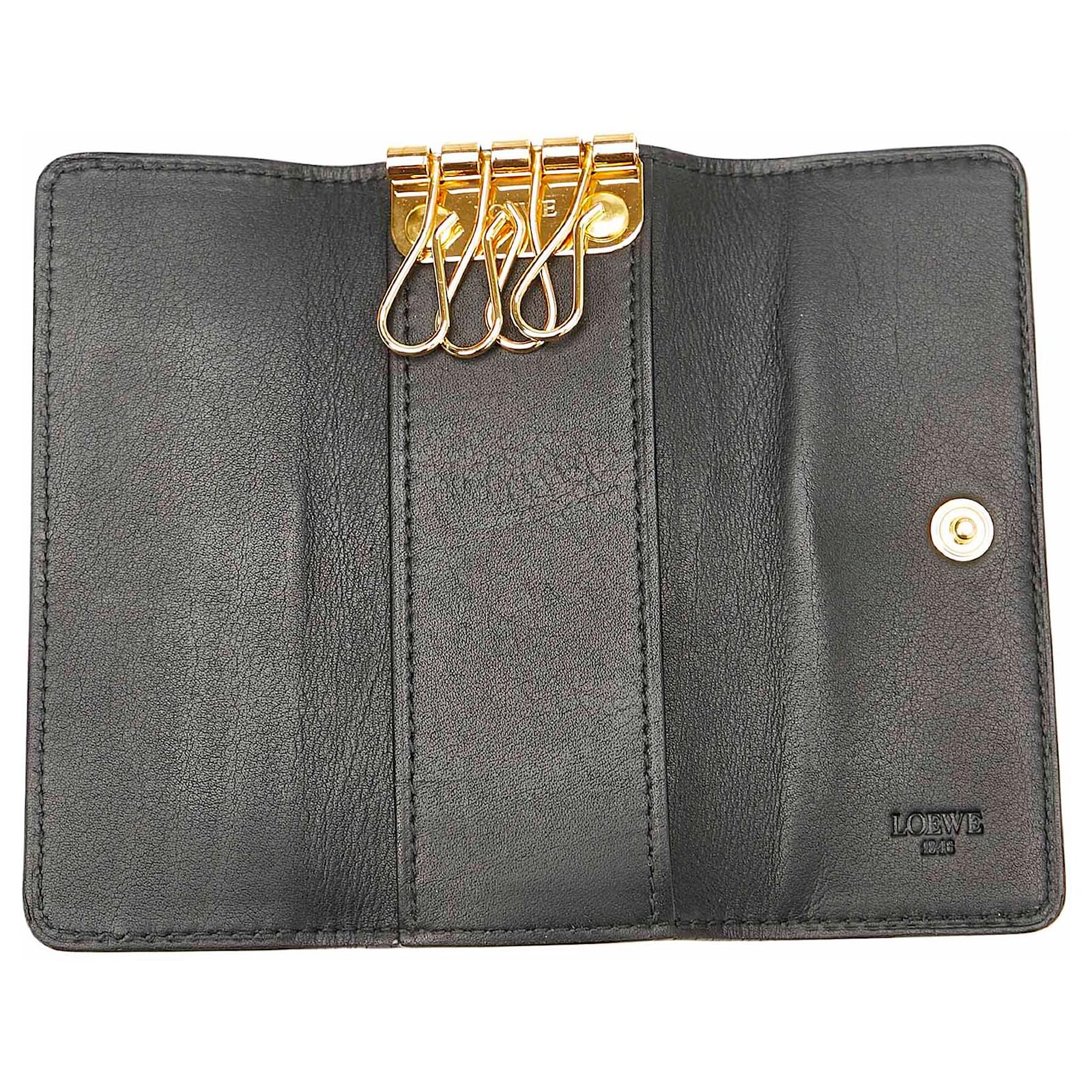 Loewe Black Anagram Leather Key Holder Pony-style calfskin ref.340256 ...