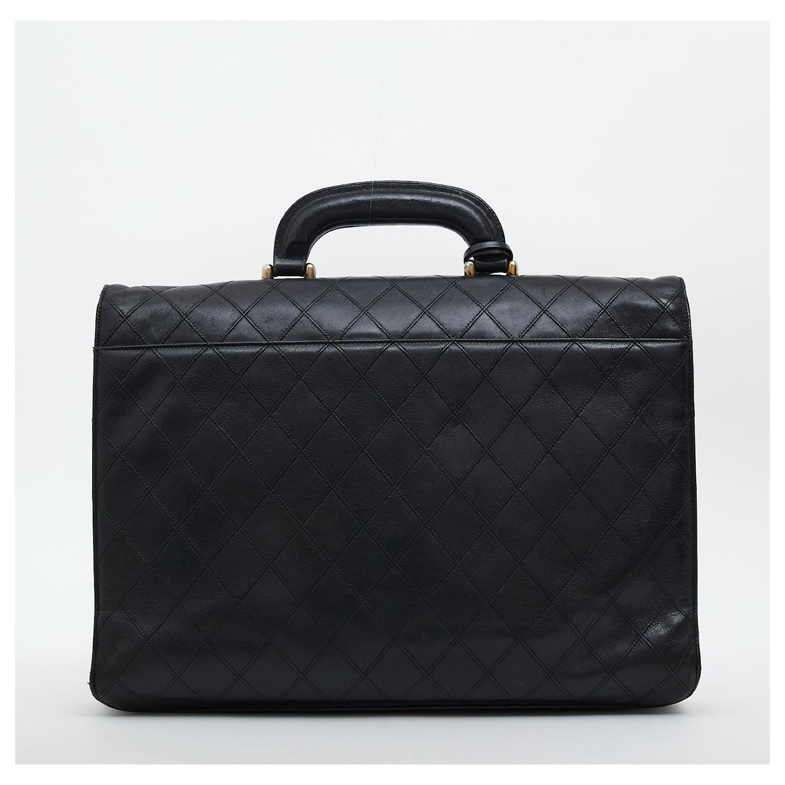 Chanel classic camelia timeless briefcase Black Leather ref.369035 ...