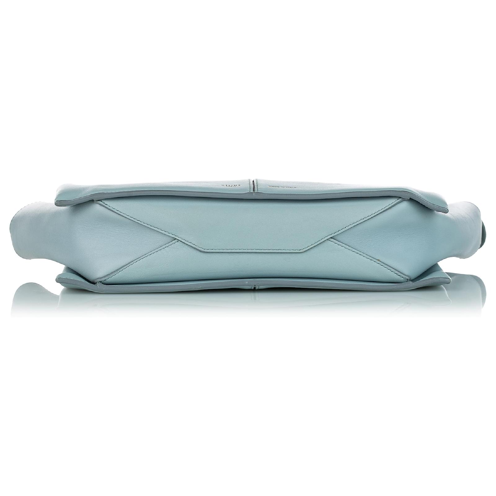 Céline Celine Blue Trifold Leather Crossbody Bag Light blue Metal Pony ...