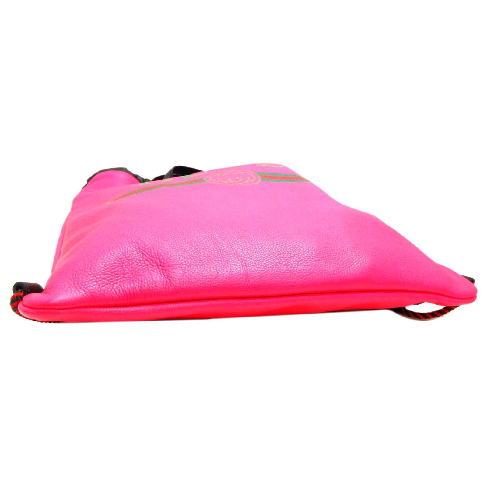 Gucci Pink Logo Drawstring Leather Backpack Multiple colors Pony-style ...