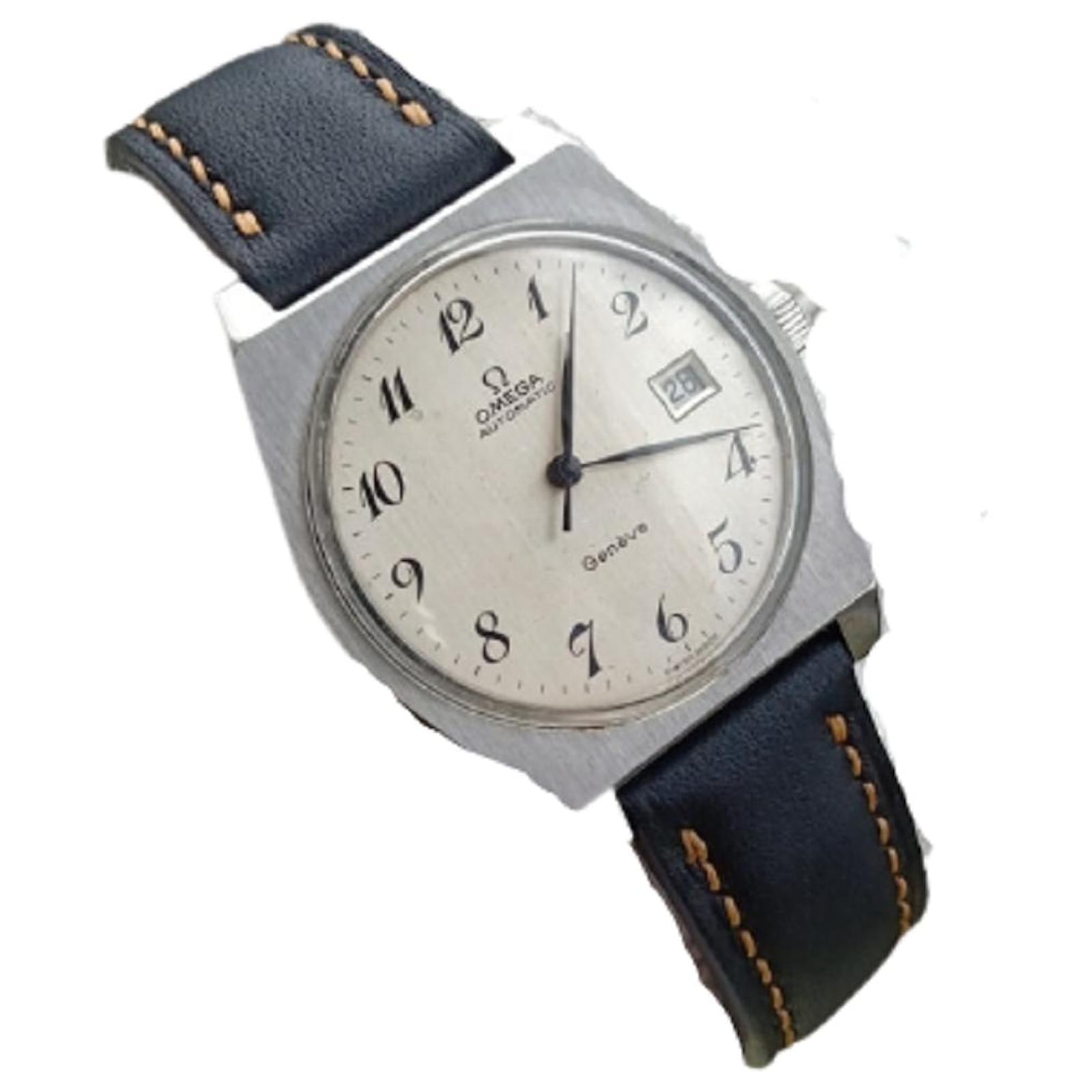 [Used] OMEGA GENÈVE AUTOMATIC CAL 1481 Black Silvery Leather Steel ref ...