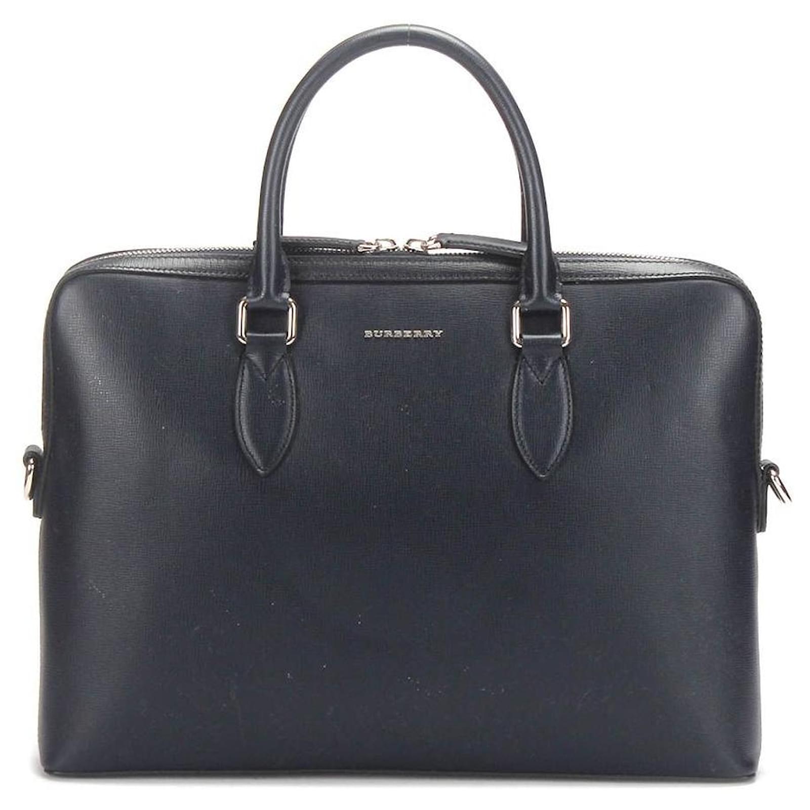 Burberry Leather Business Bag in blue calf leather Pony-style calfskin ...