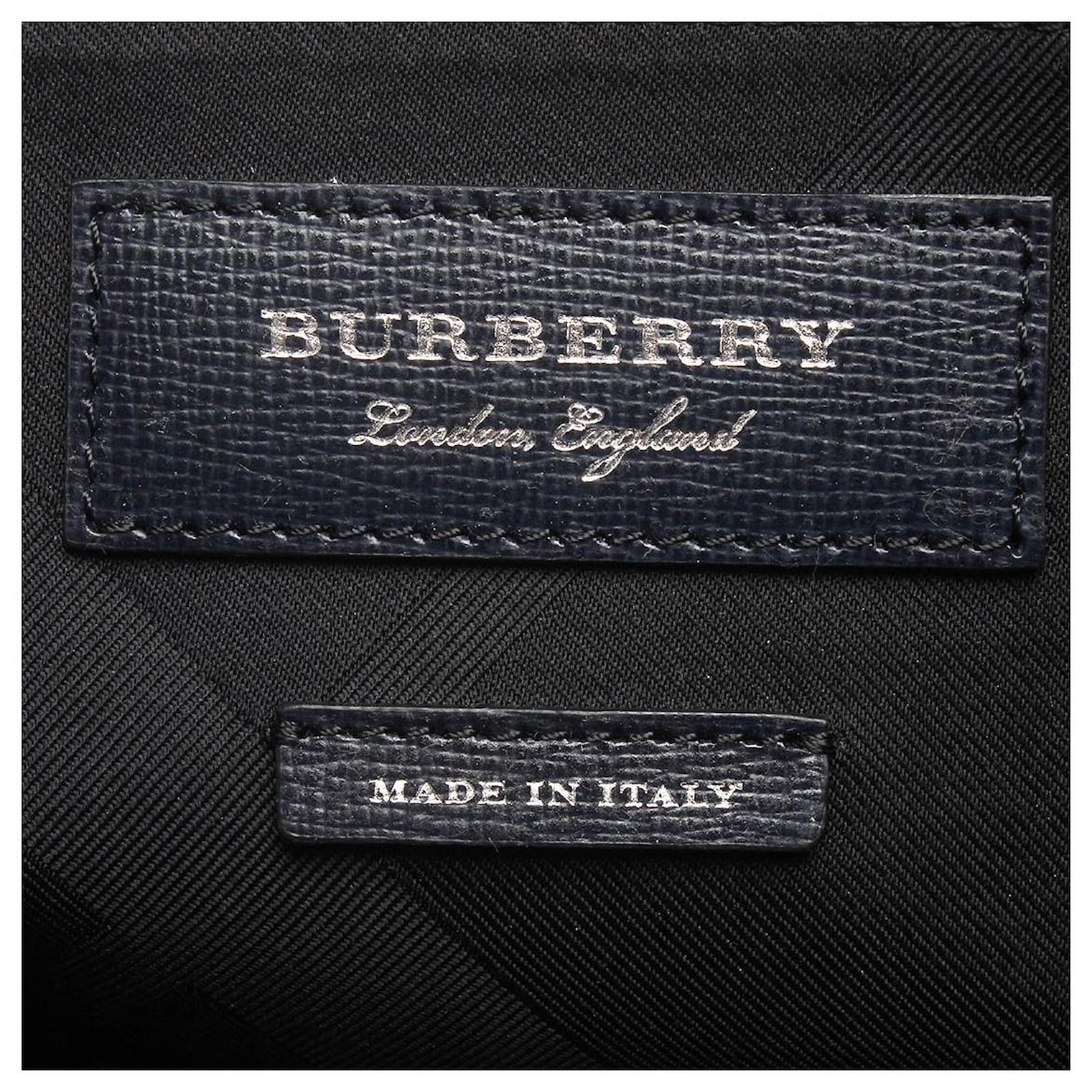 Burberry Leather Business Bag in blue calf leather Pony-style calfskin ...