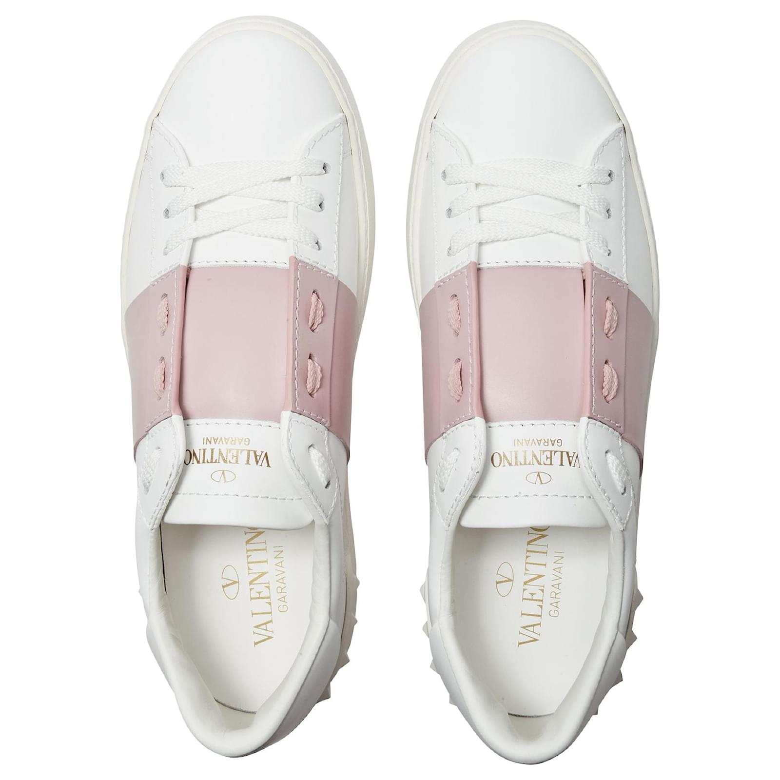 Valentino Garavani Sneaker in White and Rose Leather ref.381218 - Joli ...