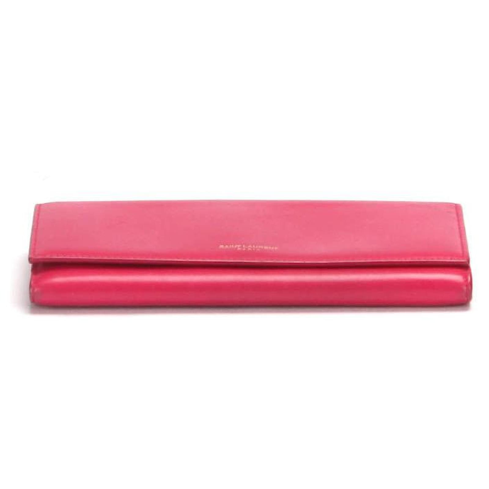 Yves Saint Laurent YSL Large Marquage Flap Wallet in pink calf leather ...