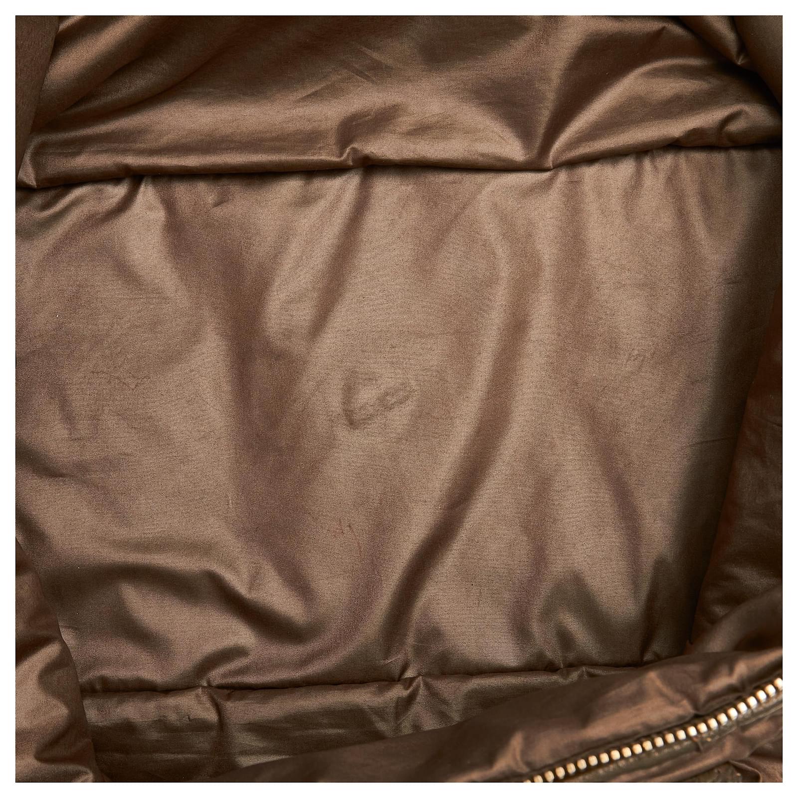 Yves Saint Laurent YSL Brown Easy Nylon Handbag Dark brown Leather Pony ...