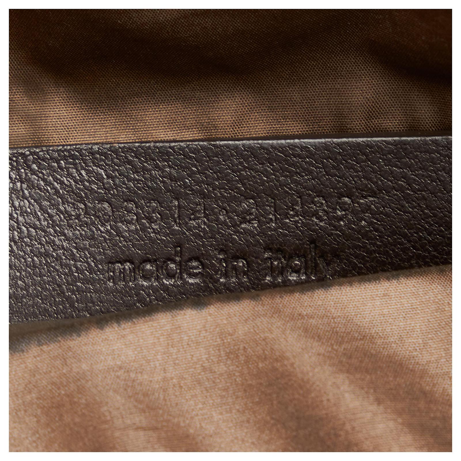 Yves Saint Laurent YSL Brown Easy Nylon Handbag Dark brown Leather Pony ...