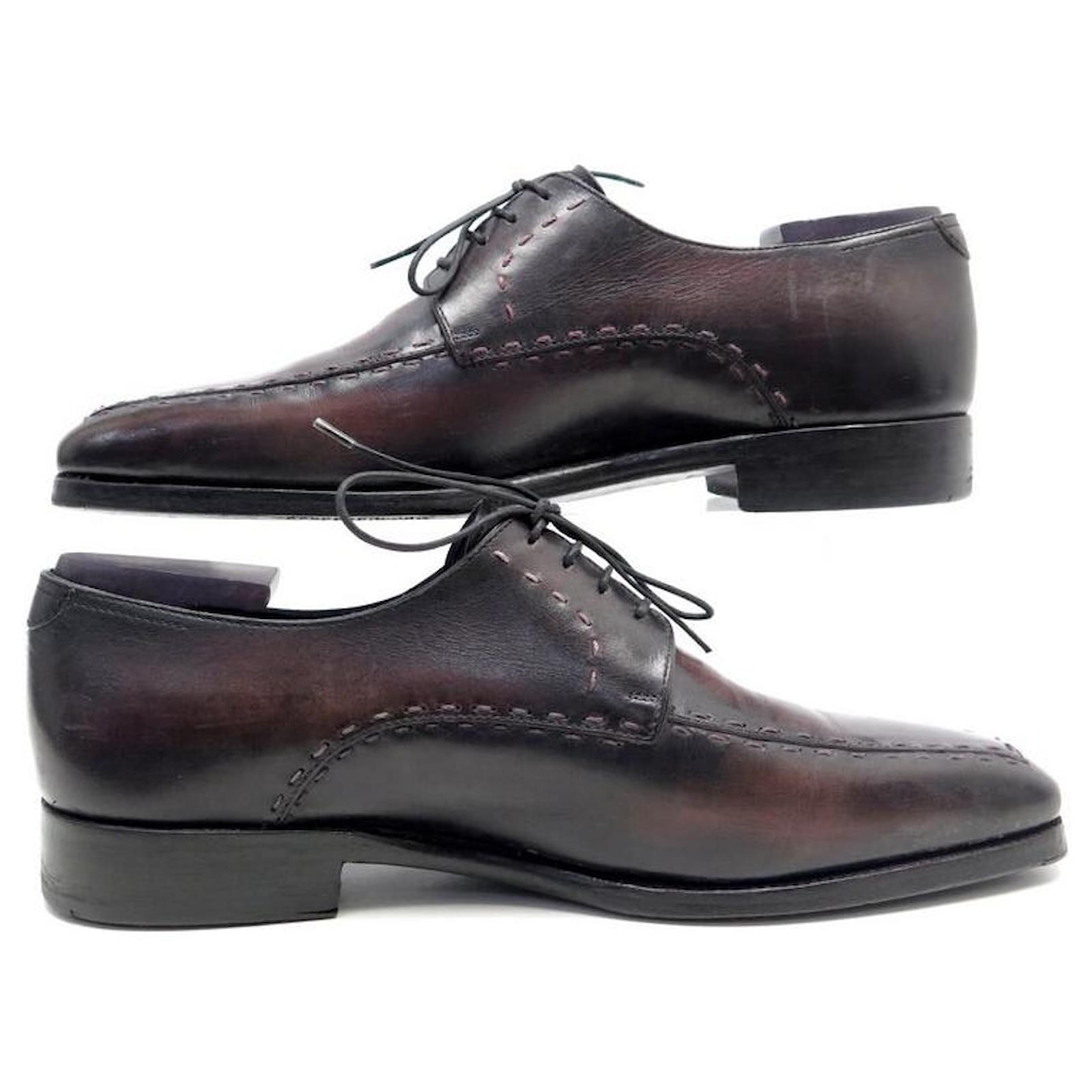 BERLUTI-SCHUHE 8 42 LILA LEDER CIRCATRICES DERBY + SCHUHE PRIMERS ref ...