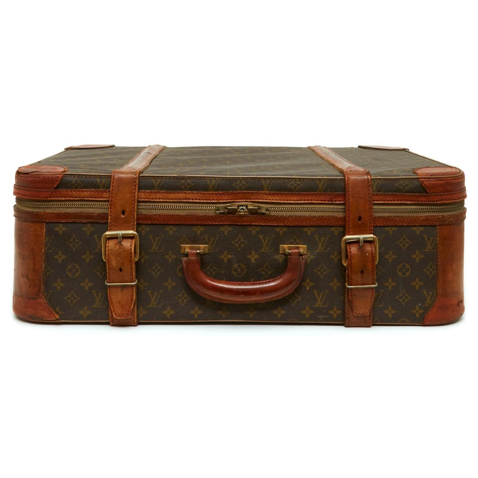 Louis Vuitton 1980's vintage suitcase Cuir Toile Marron ref.394009 ...
