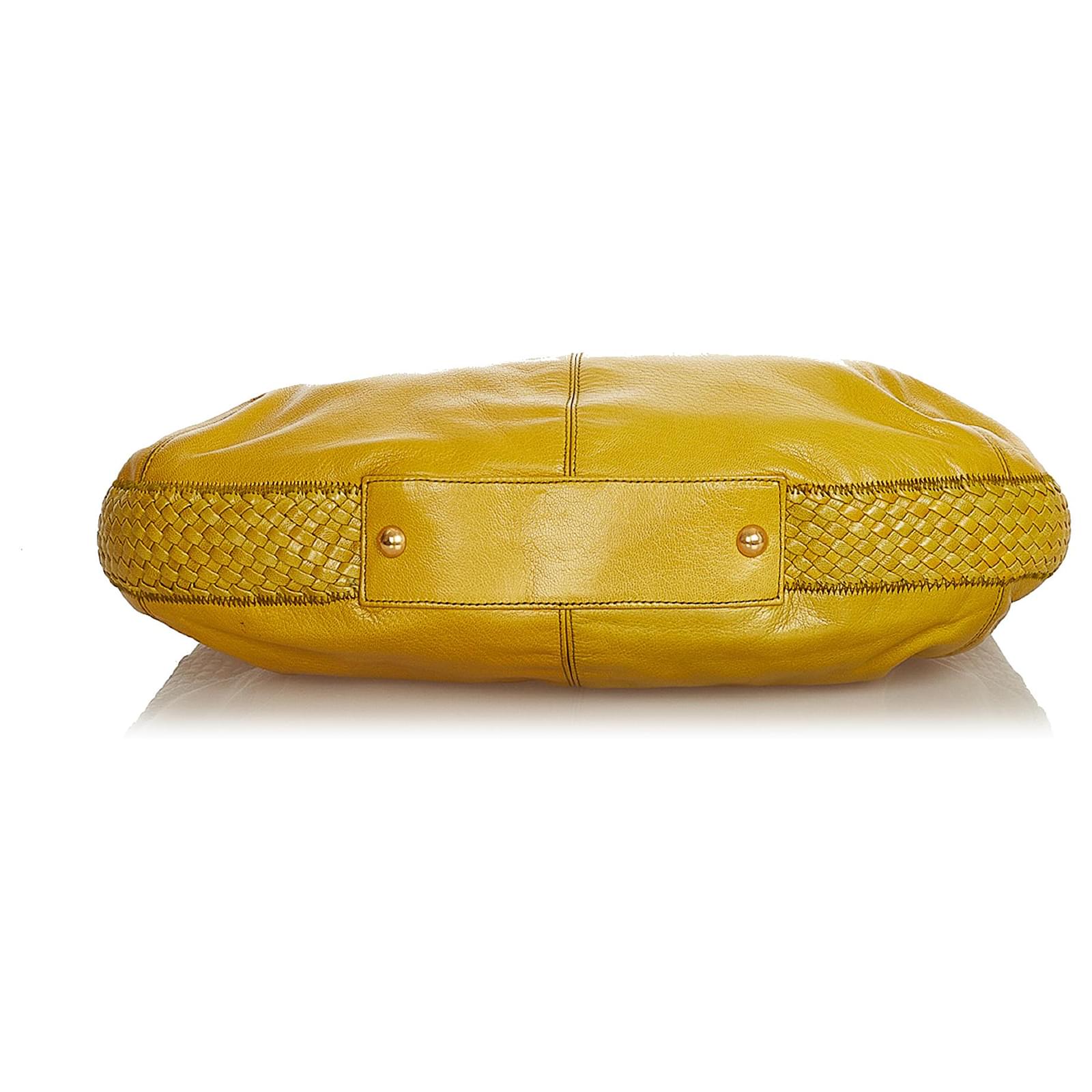 Yves Saint Laurent YSL Yellow Leather Shoulder Bag Pony-style calfskin ...