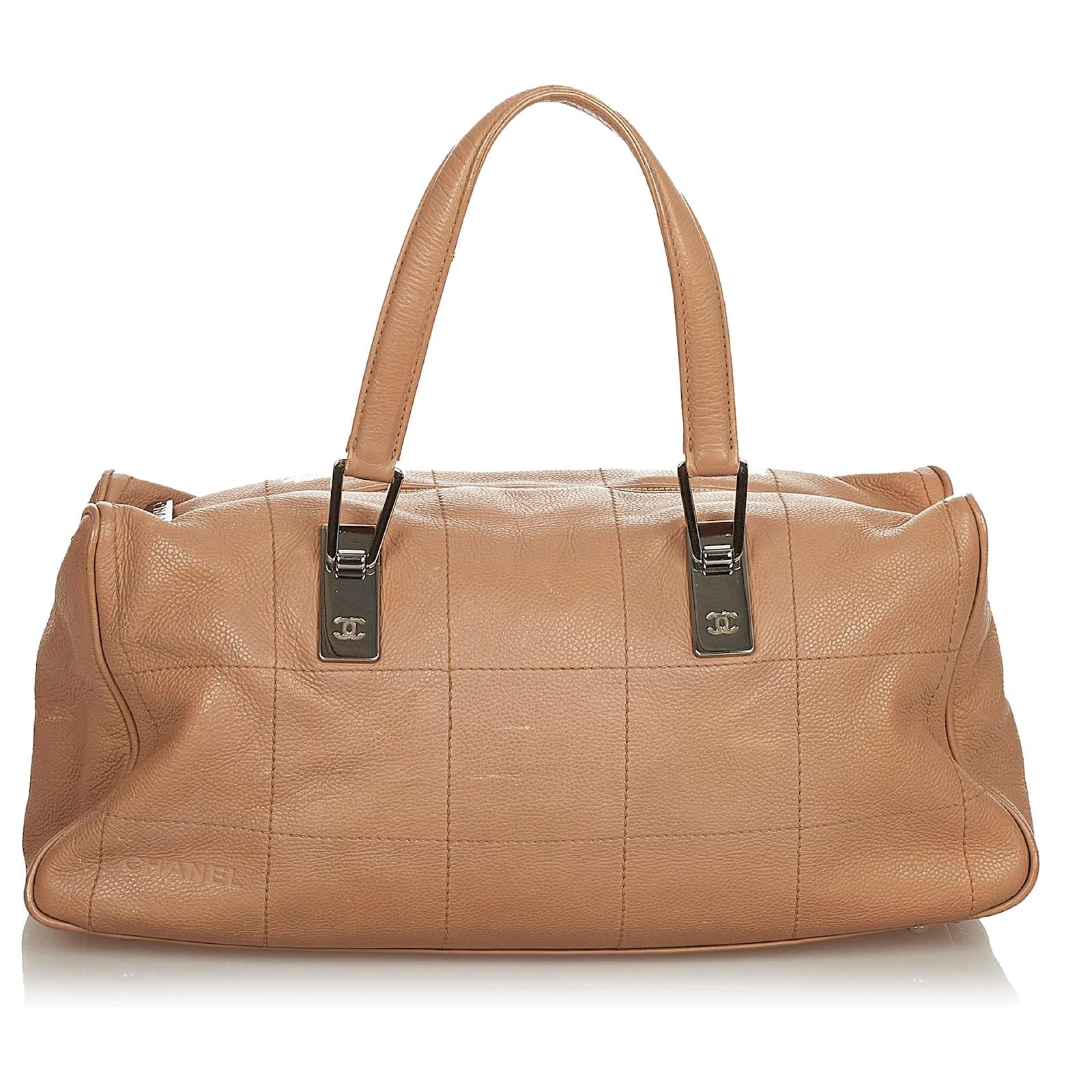 Chanel Brown Choco Bar Caviar Leder Handtasche Braun Beige ref.396836 ...
