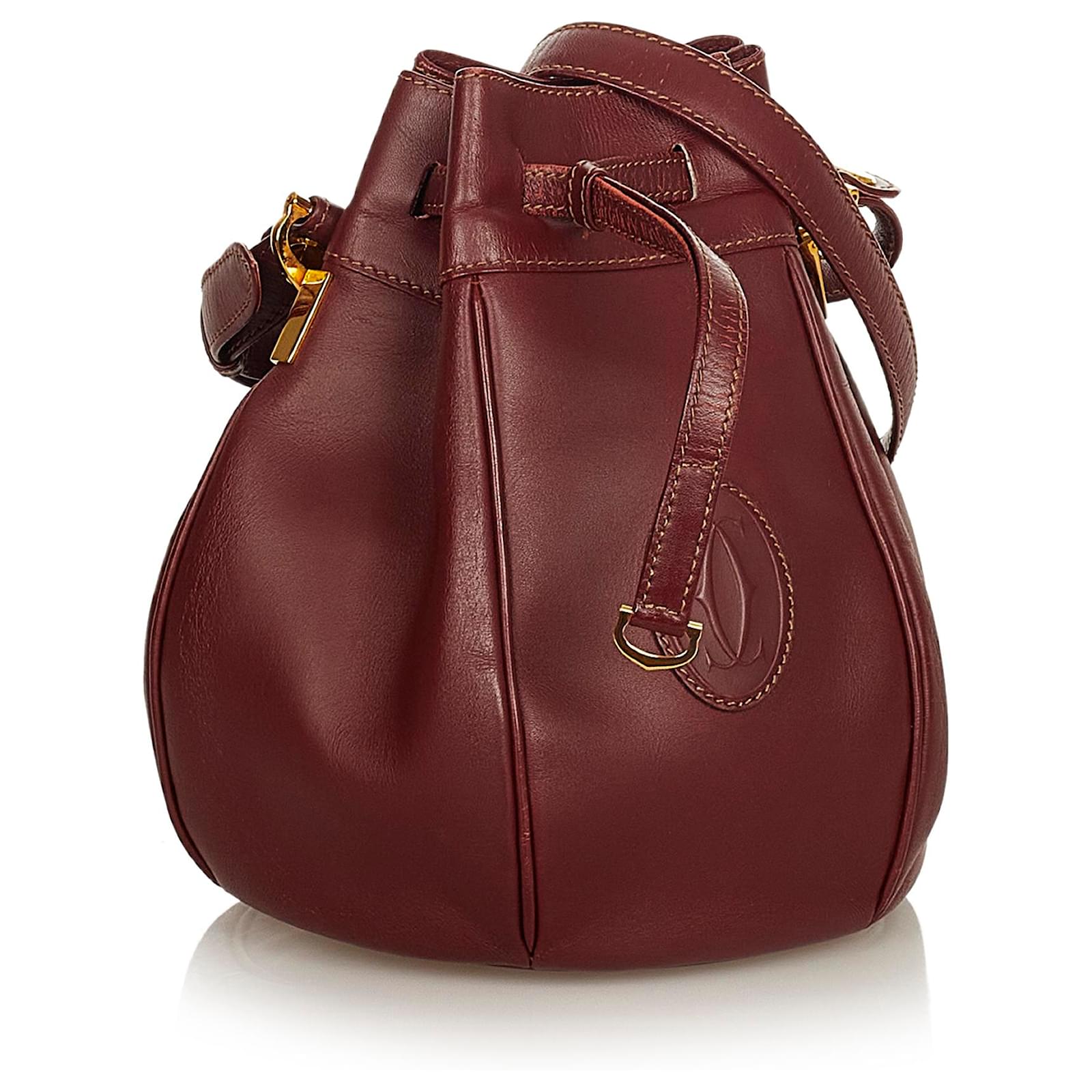 Cartier Red Must de Cartier Leather Bucket Bag Dark red Pony-style ...