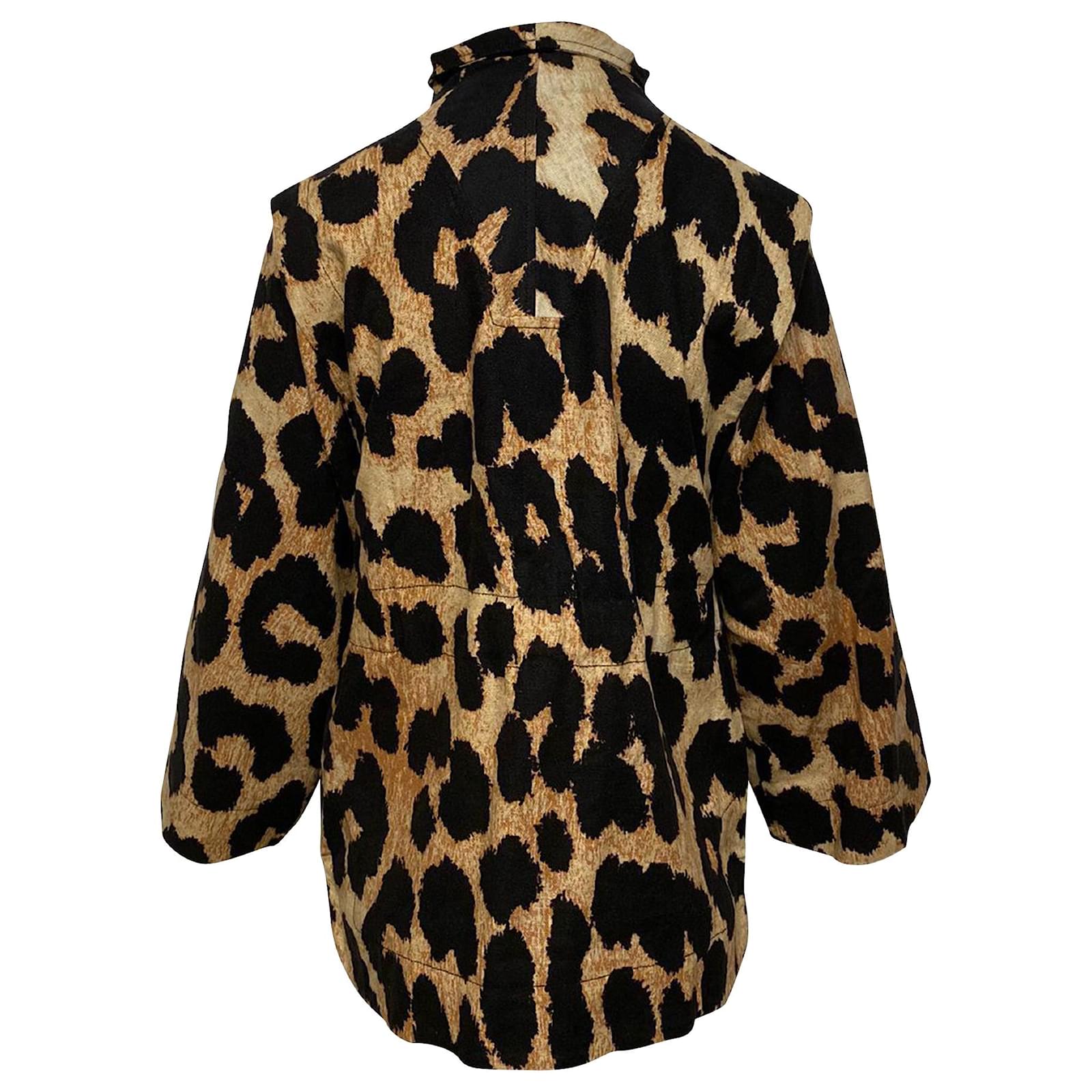 Ganni Leopard Print Jacket in Multicolor Linen Multiple colors ref ...