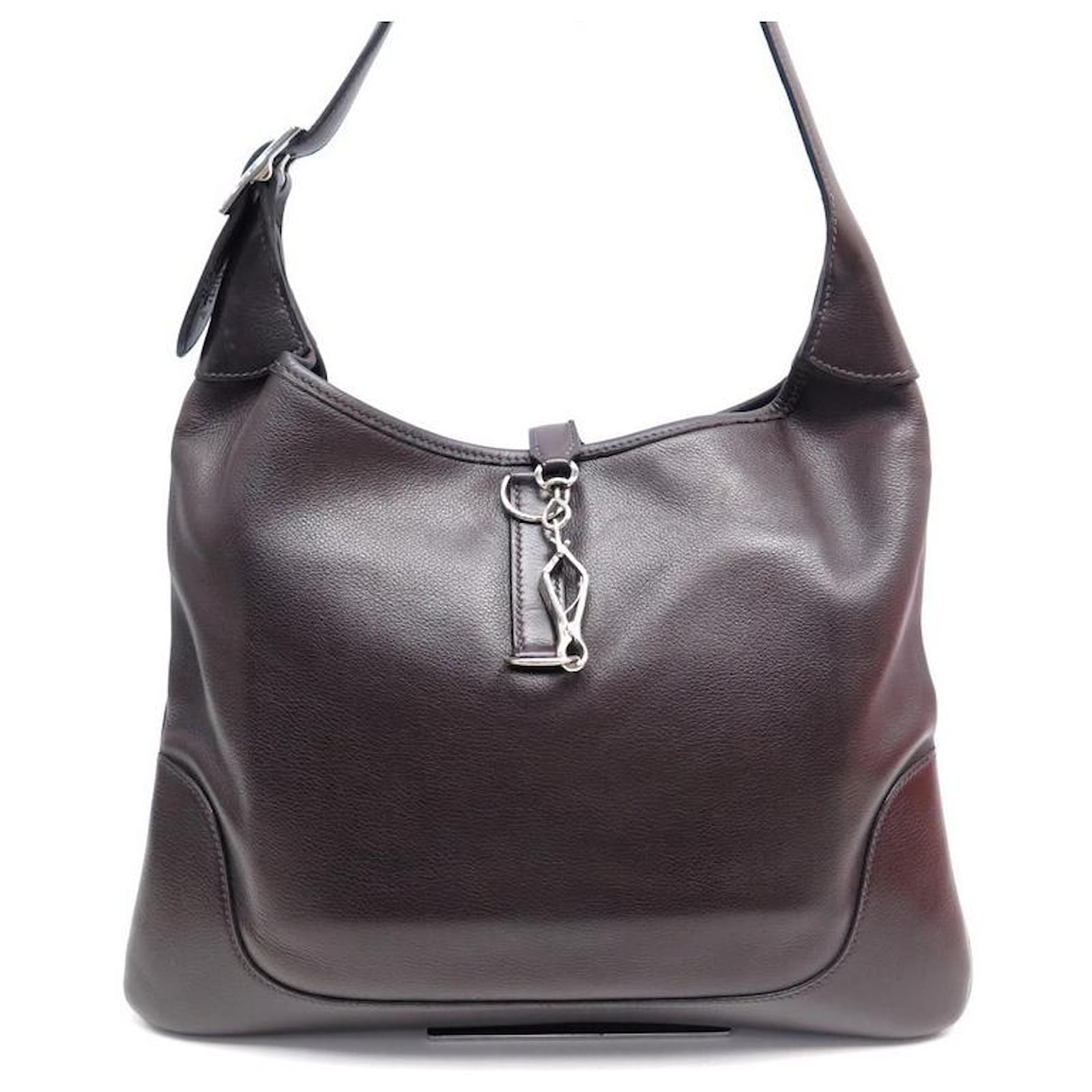 Hermès HERMES TRIM II HANDBAG 31 IN BROWN LEATHER + PURSE HAND BAG ...
